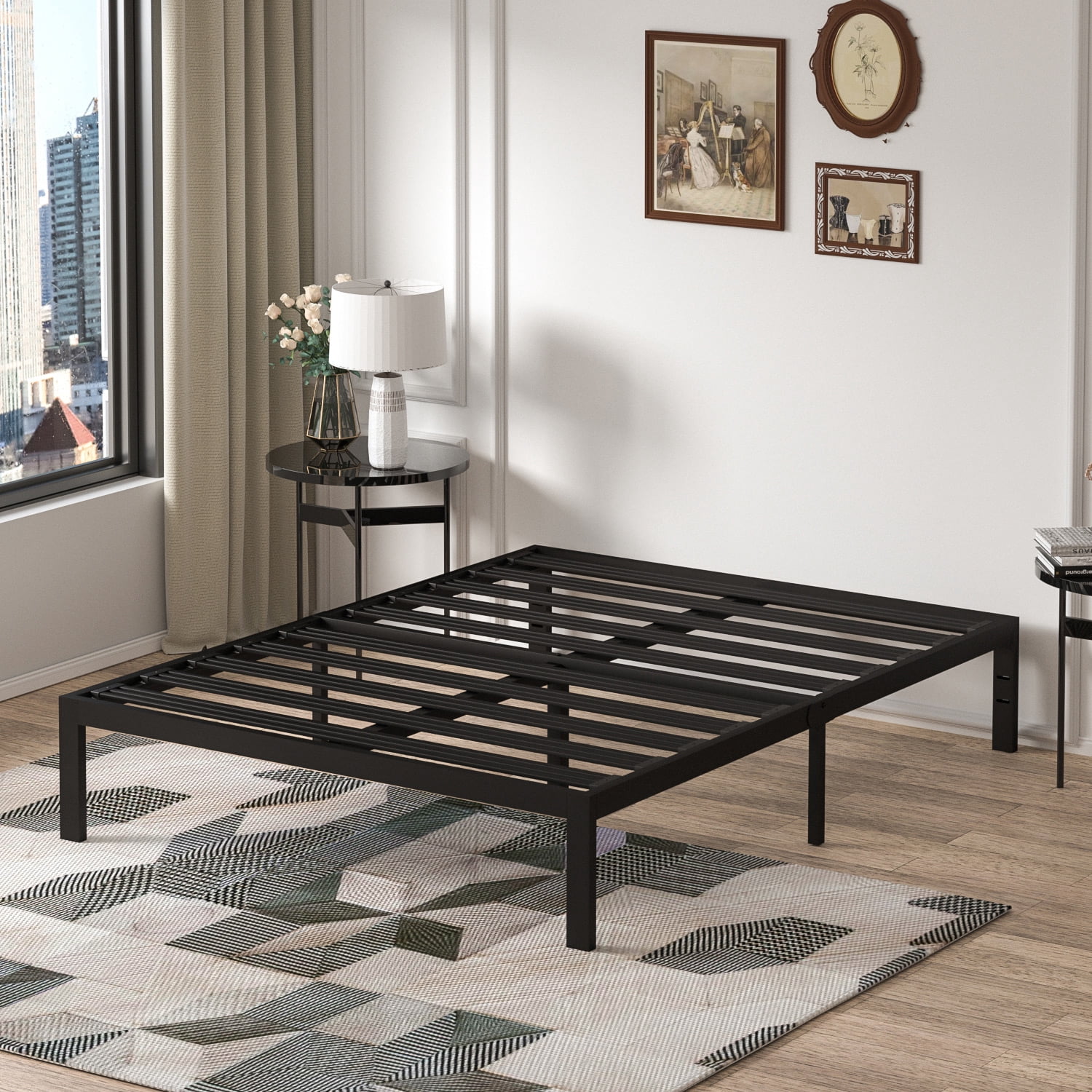 VENI 14" Heavy Duty Wide Metal Slat Deluxe Mattress Support Bed Frame ...