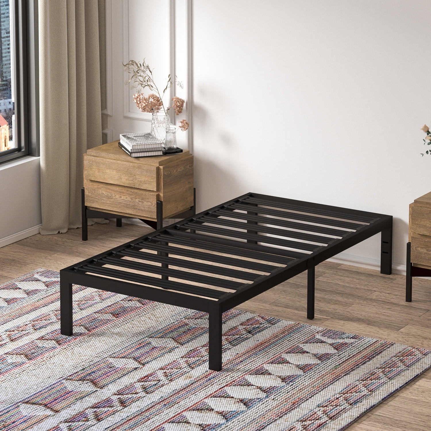 "VENI 14"" High Platform Steel, Heavy Duty Wide Metal Slat Deluxe ...