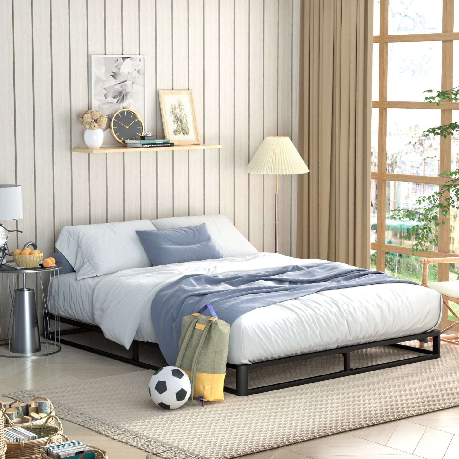 VENI Queen Size Modern Metal Platform Bed Frame without Box Spring ...