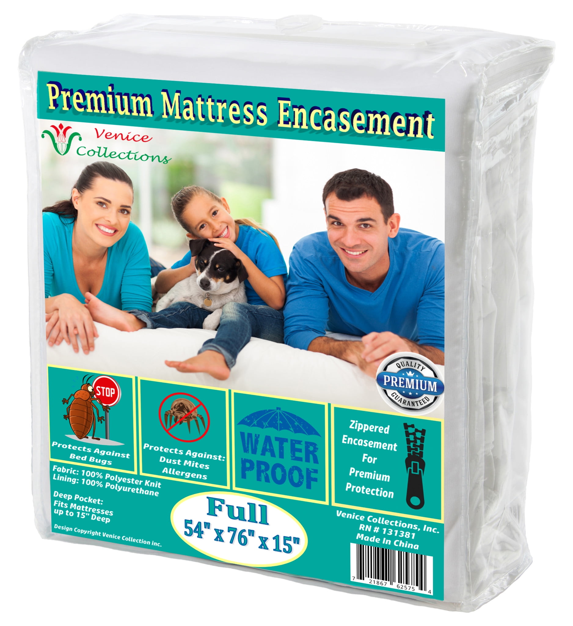 Premium Guard Zippered Dust & Bed-Bug Protection Mattress Protector ...
