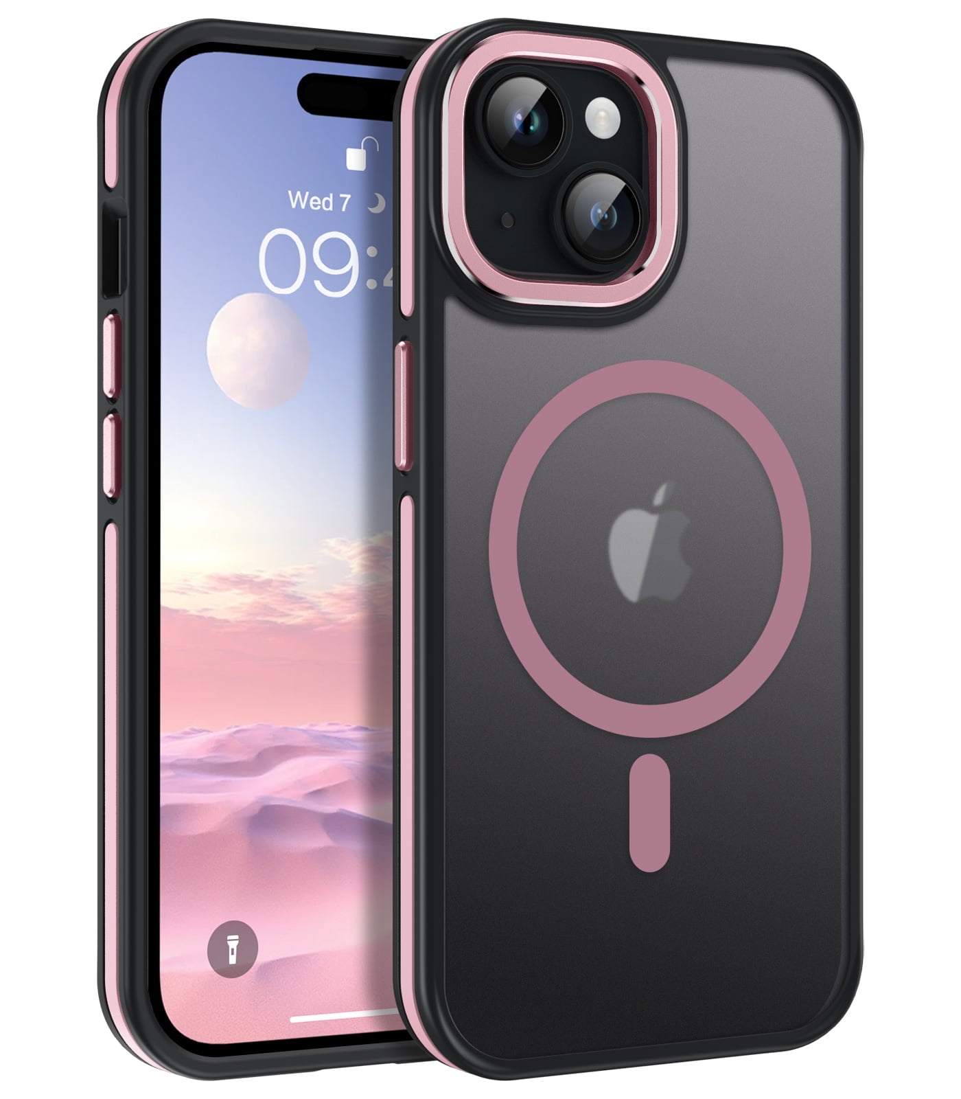 VENINGO Magnetic iPhone 15 Plus Case, Pink Translucent Matte Shockproof ...