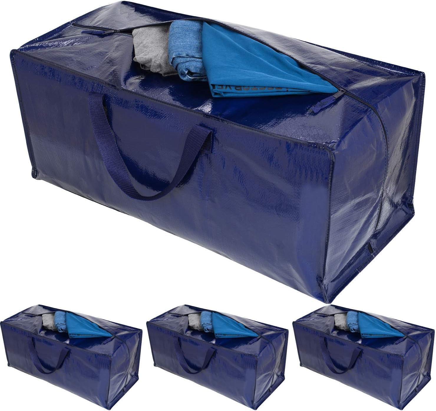 VENO 4 Pack Heavy Duty XL Foldable Moving Zipper Bag W/ Backpack Straps ...