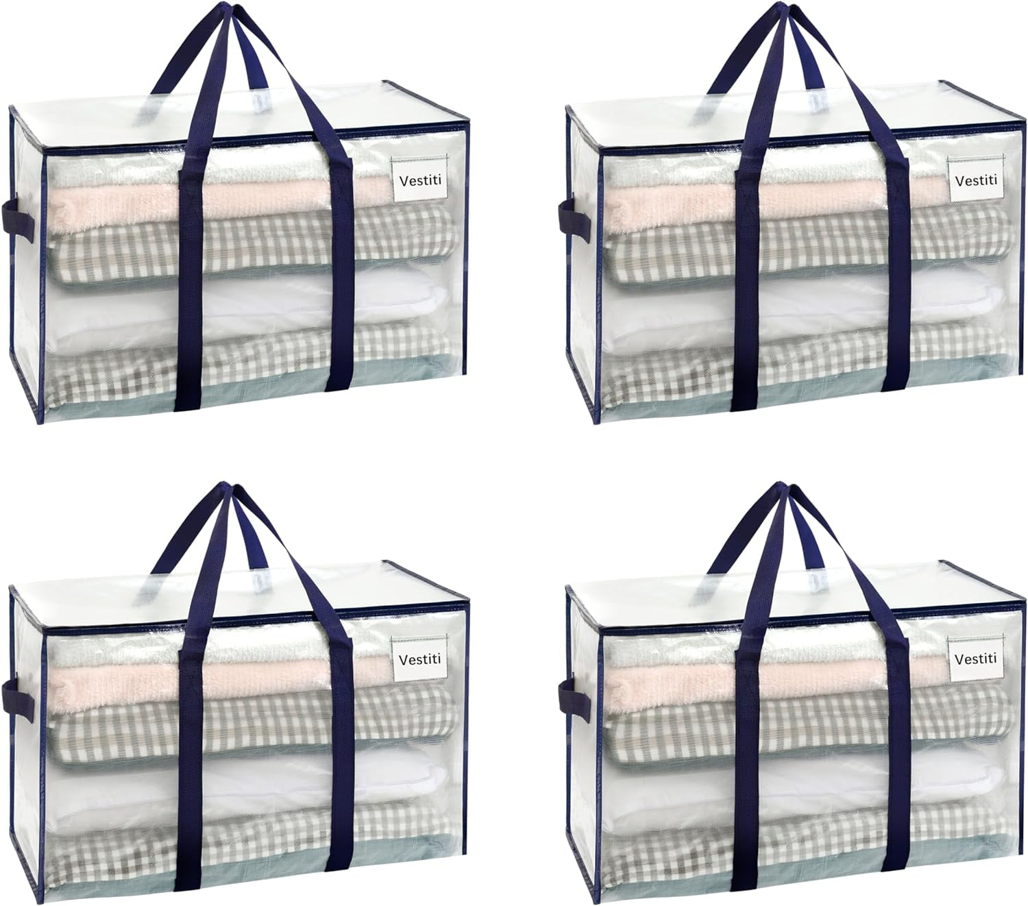 VENO 4 Pack XL Reusable Storage Bag with Zip & Handles, Heavy Duty ...