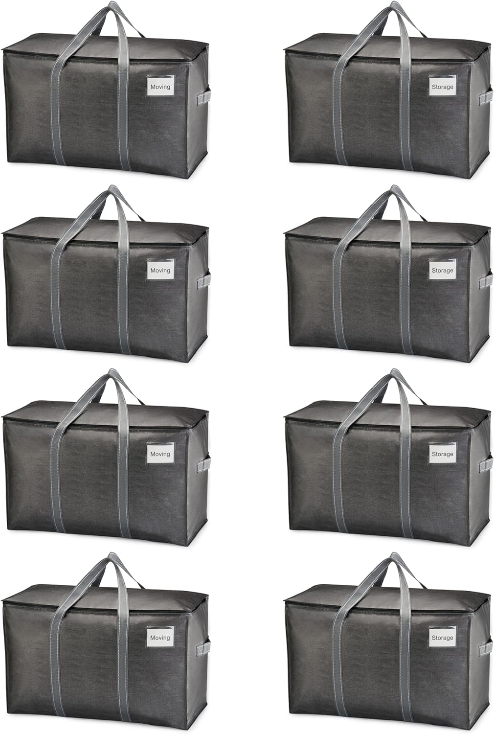 VENO XL Reusable Storage Bag with Handles, 8 Pack Heavy Duty Foldable Moving Box Alternative ...
