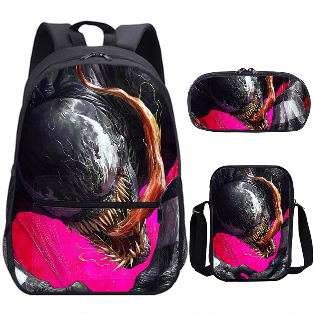 VENOM Backpack Set 3 Pieces with Lunchbox and Pencil Case, Bag Casual ...