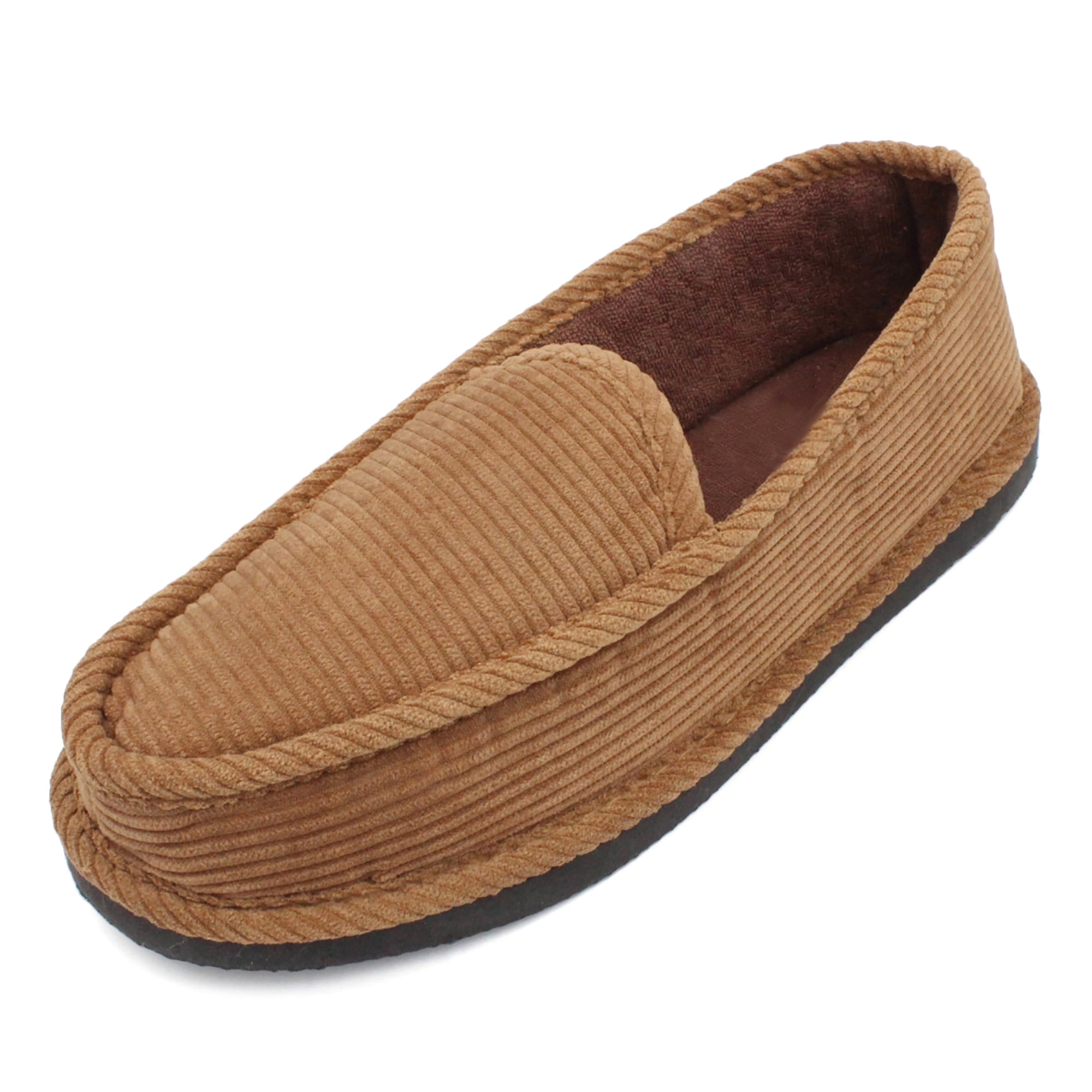 VENTANA Men's Moccasin Loafer Slippers, Corduroy House Slip-On Shoes ...