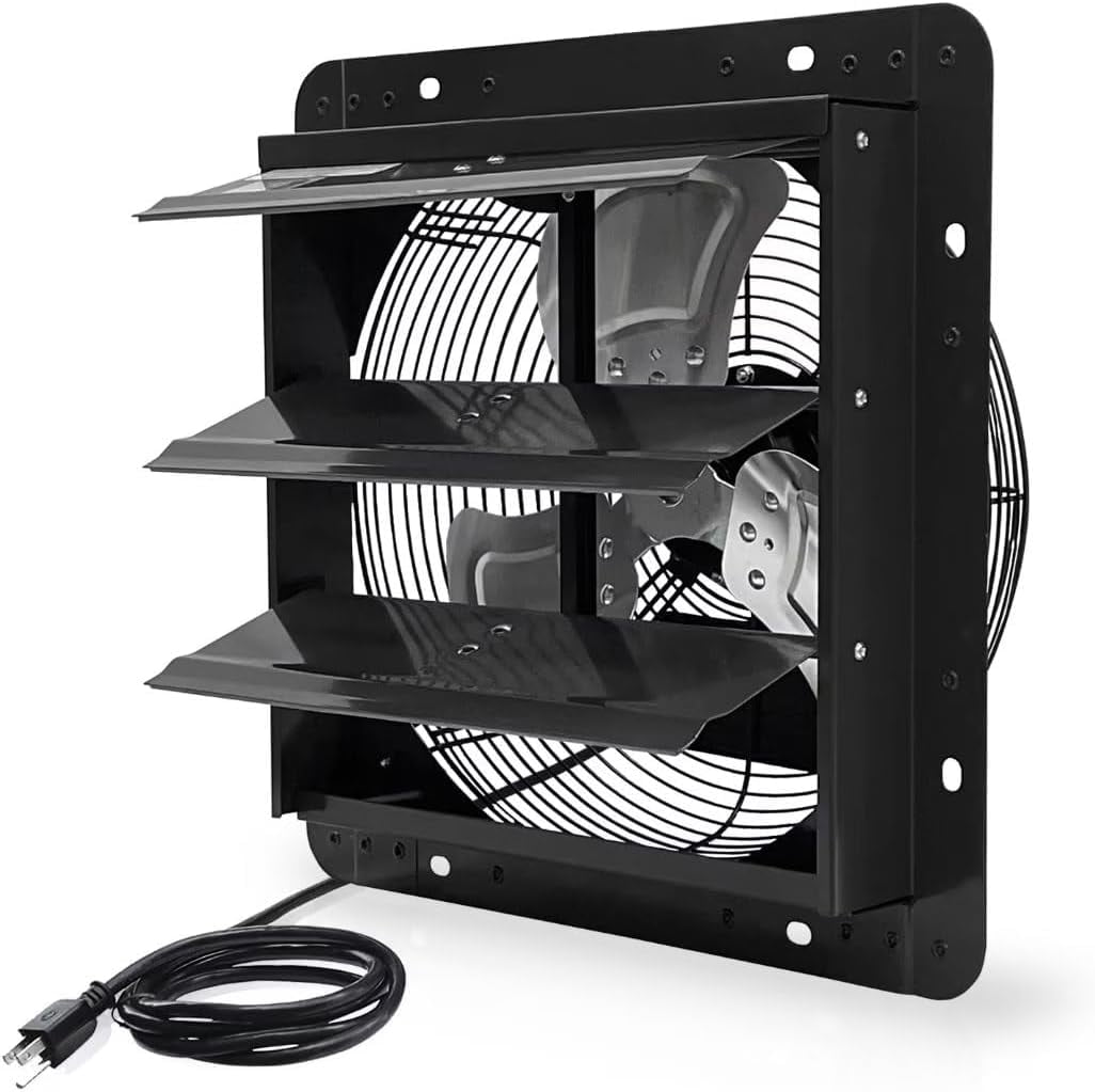 VENTISOL 14 Inch Shutter Exhaust Fan Wall Mounted, Aluminum Blades ...