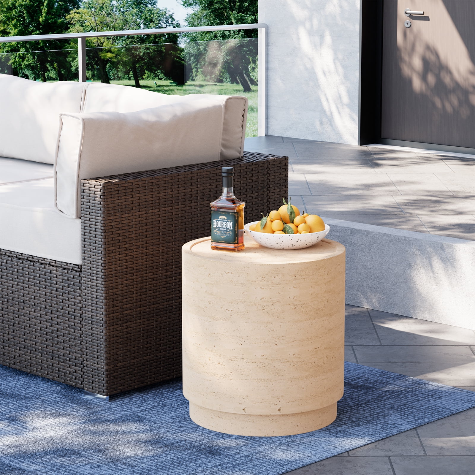 VENTOPYR 14'' Cylinder Outdoor Side Table Table,Concrete Accent Table ...