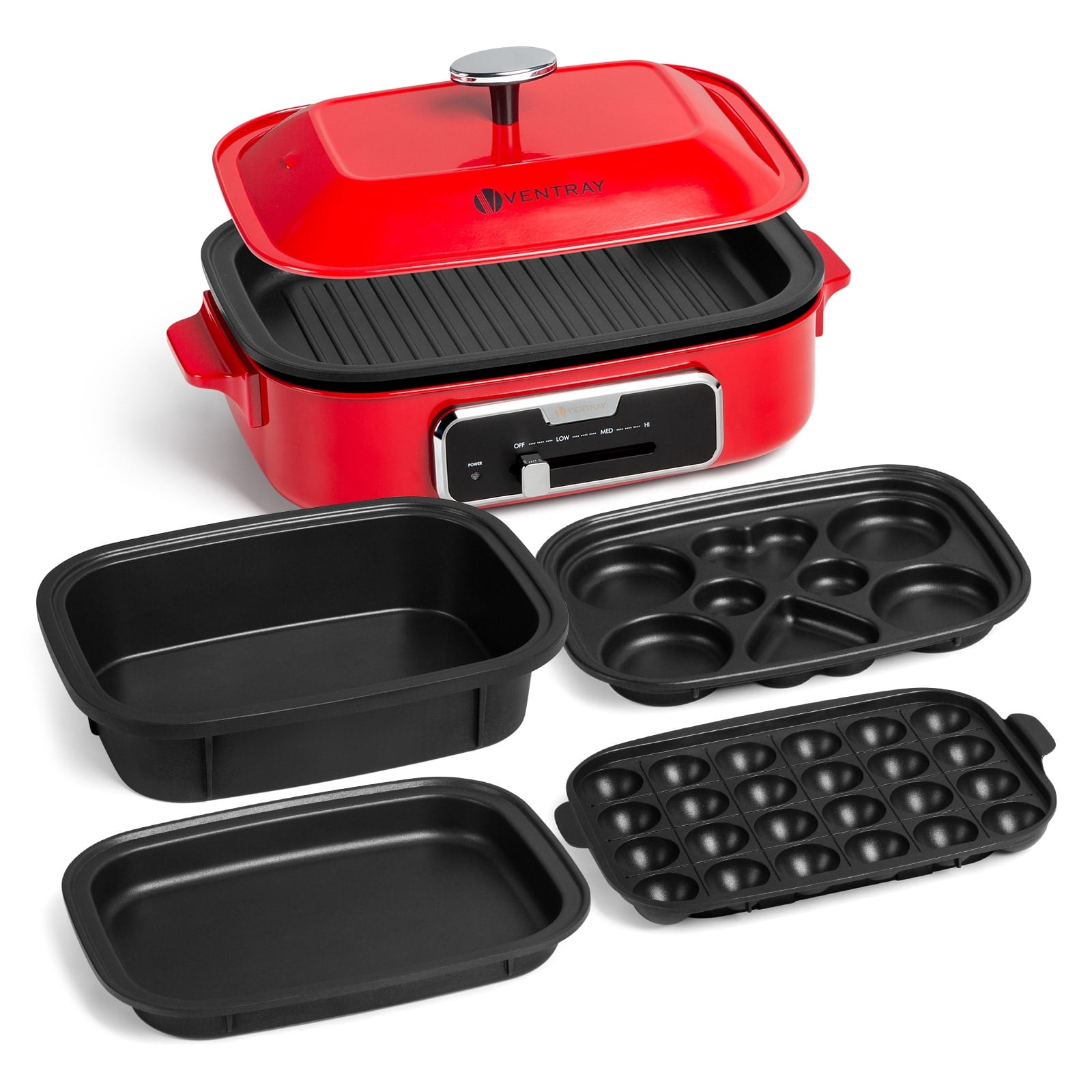 VENTRAY Classic Indoor Electric Grill Set Red - Walmart.com