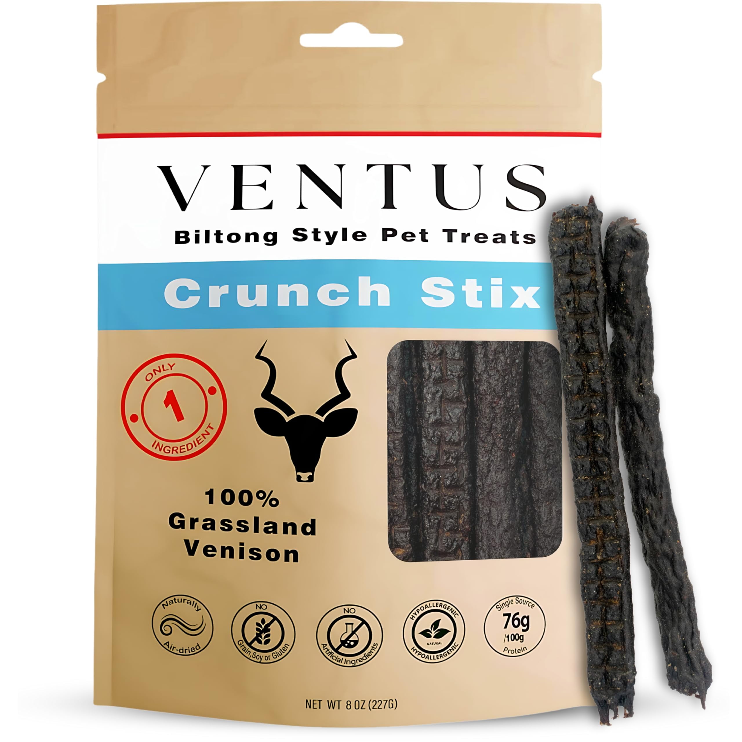 VENTUS Jerky Crunch Stix - All COC1Natural, Wild Venison Treats ...