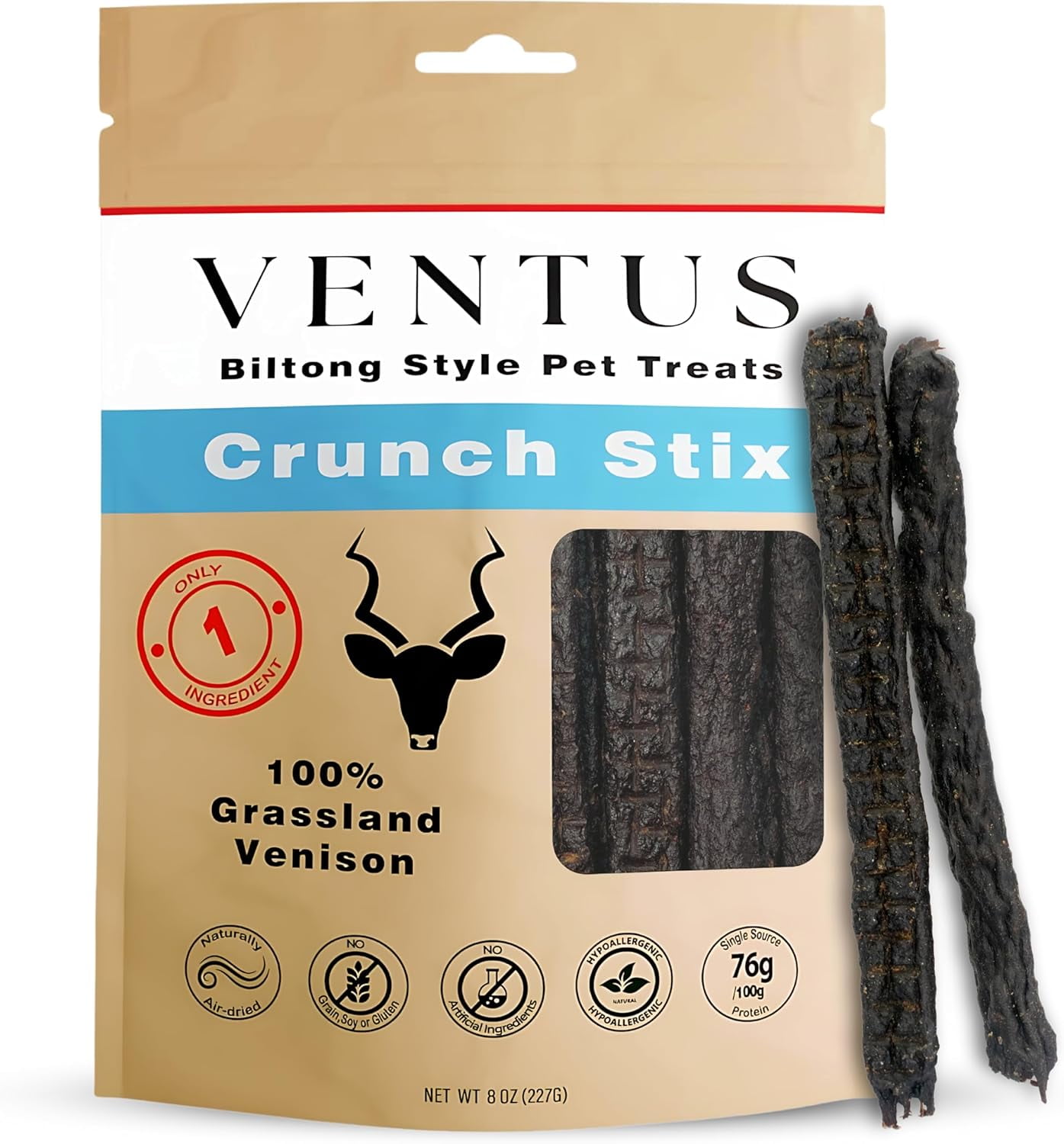VENTUS Jerky Crunch Stix – All Natural, Wild Venison Treats, Healthy ...