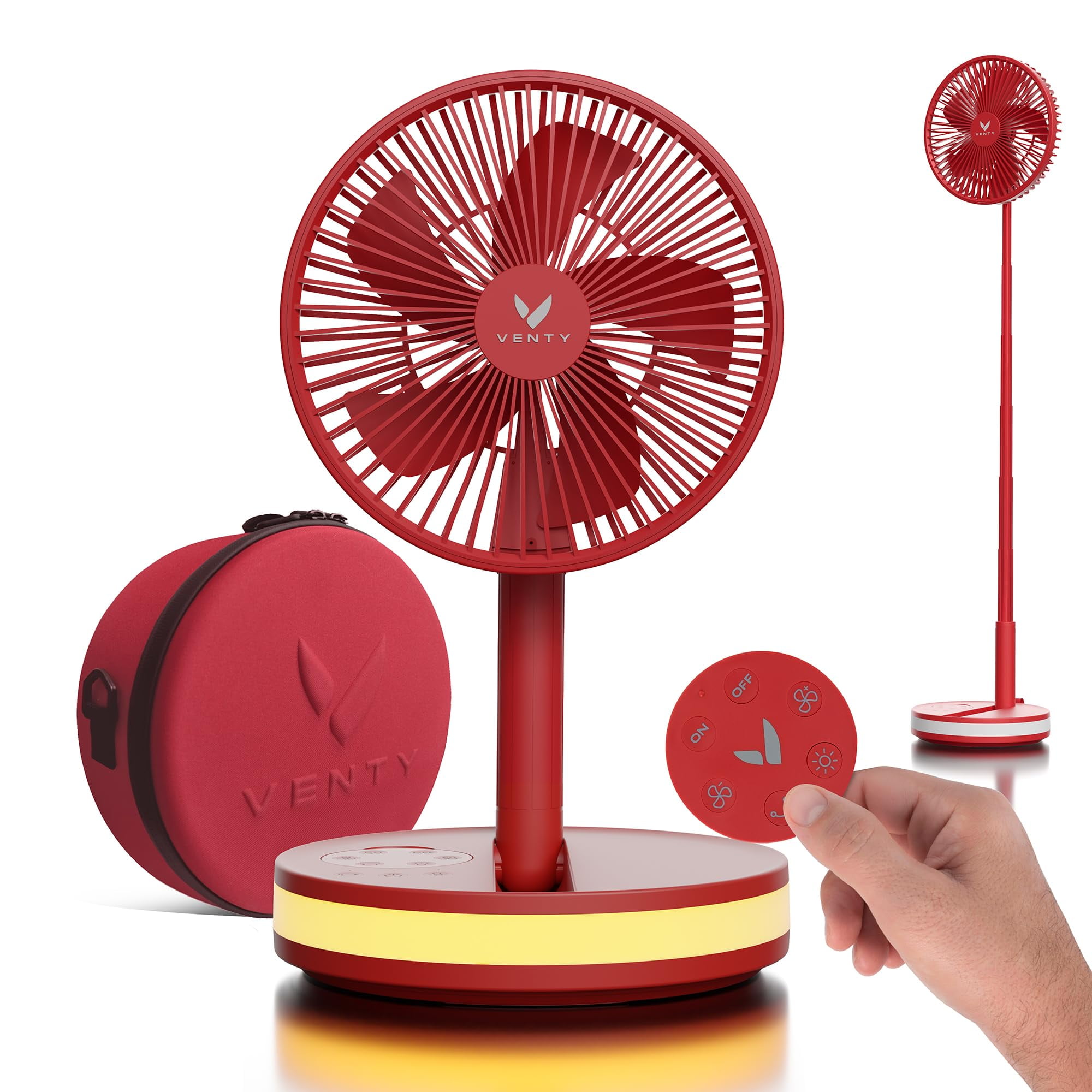 VENTY Portable Fan - Wireless Battery Operated Fan - 4 Speeds - LED ...