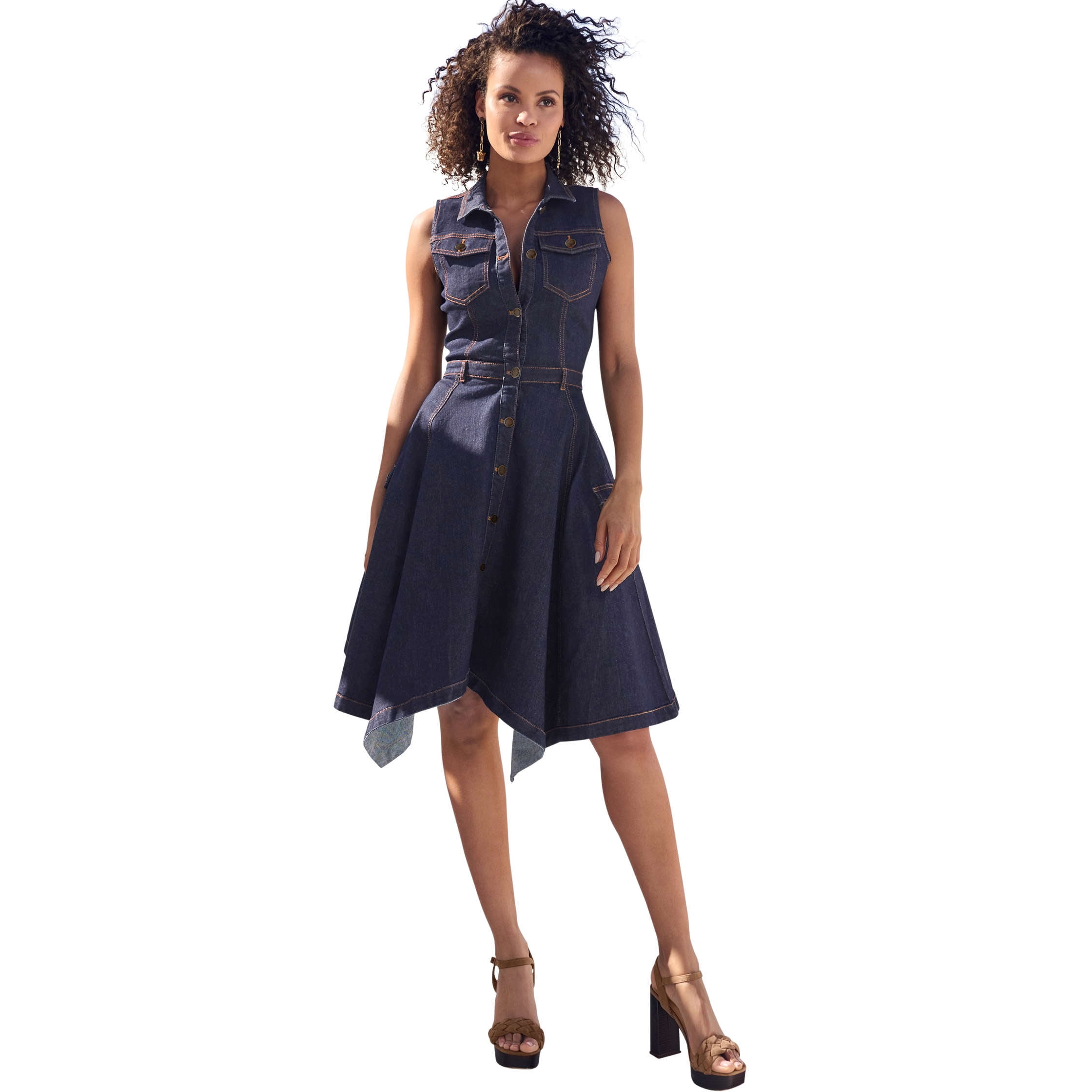 Venus Womens Plus Button-Front Denim Dress - Walmart.com