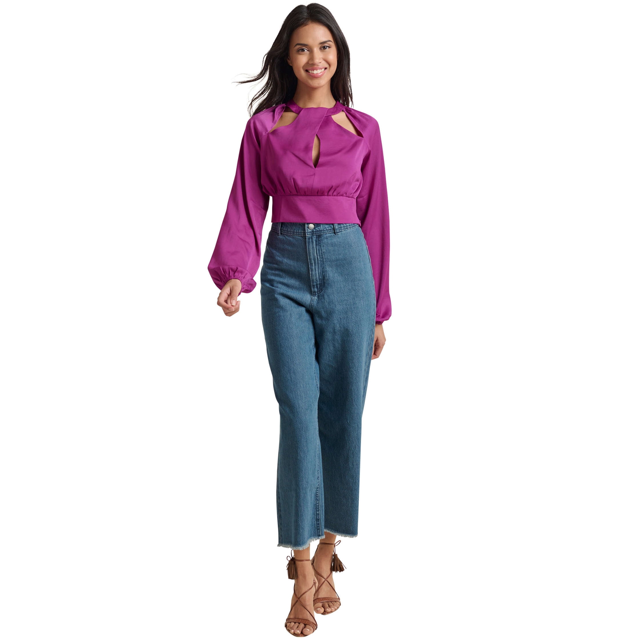 Venus Cropped Cut-Out Blouse - Walmart.com