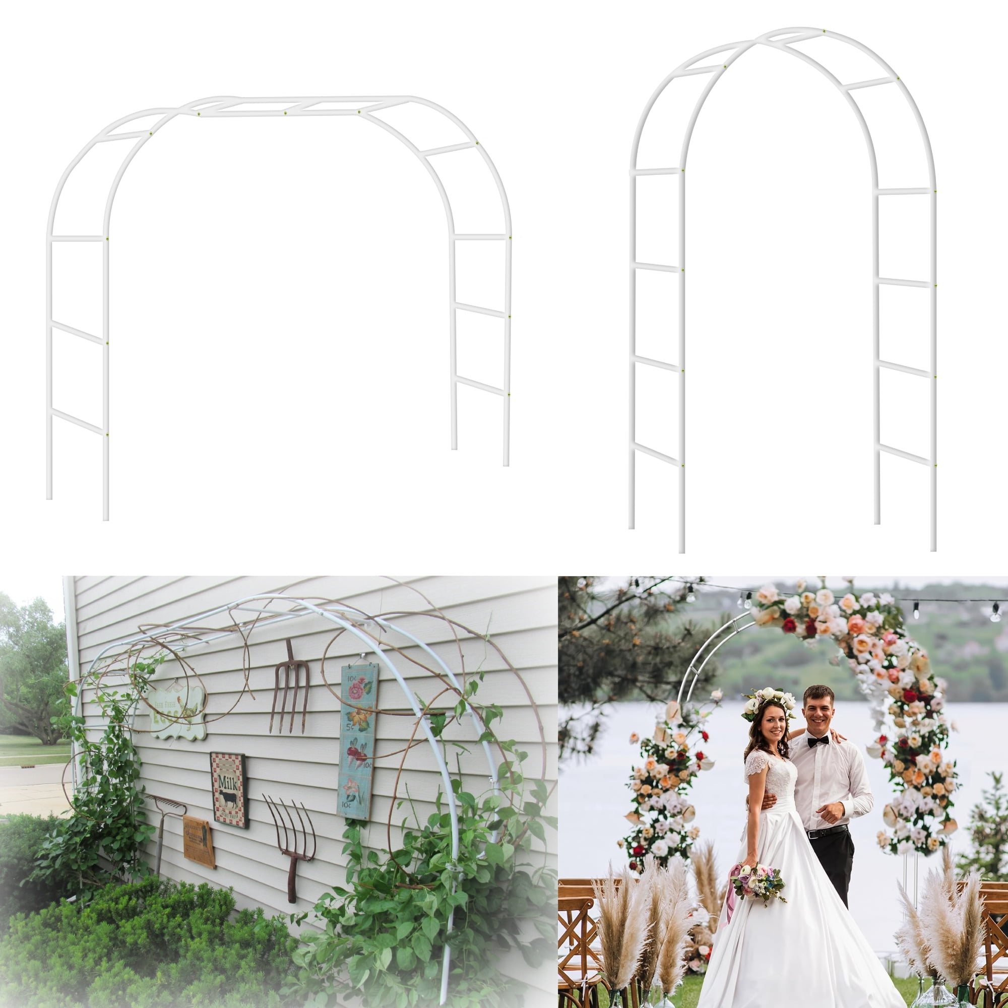 VENUZOR Matte White Garden Arch Trellis Wedding Archway for Garden ...