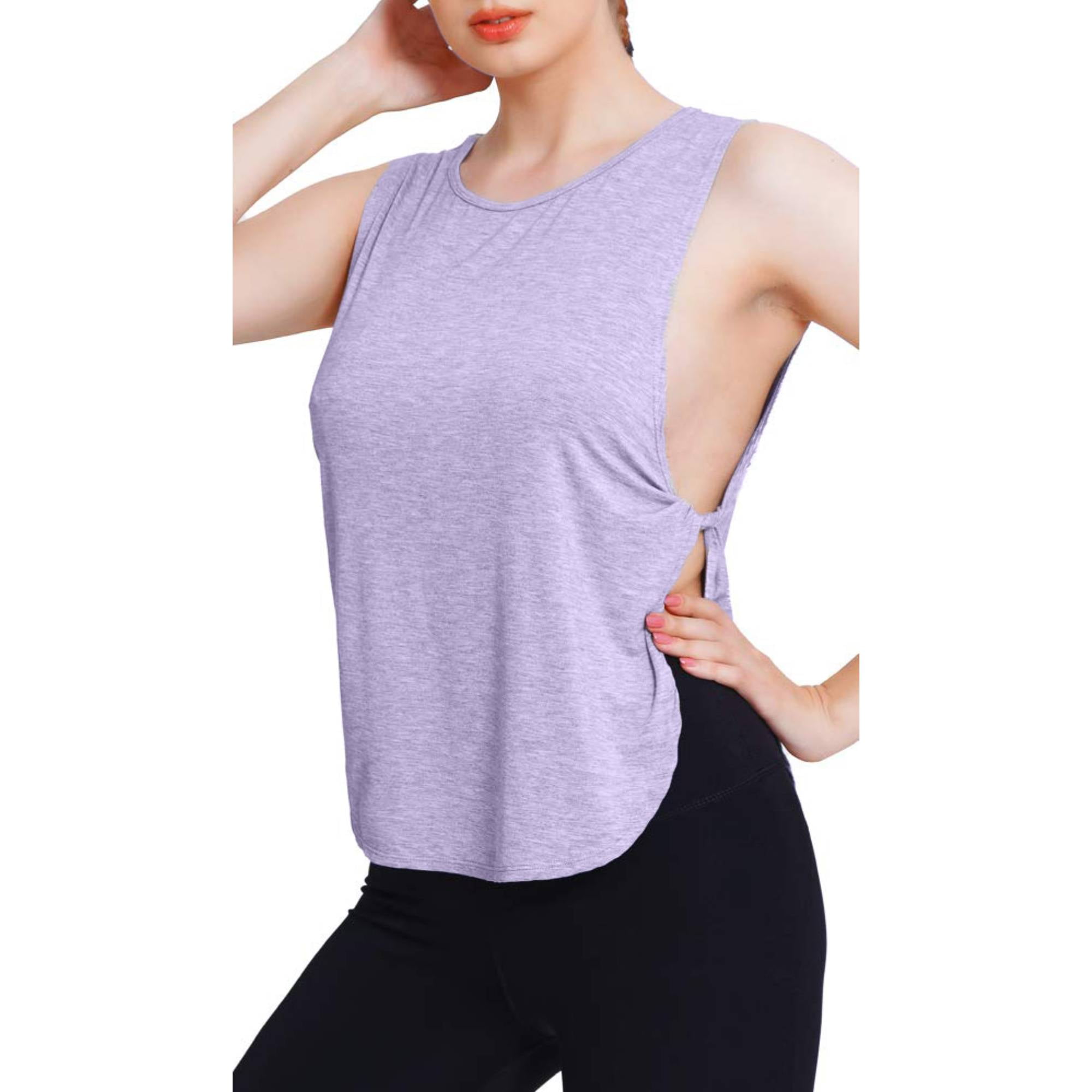 VENUZOR Women's Workout Crop Tank Tops Cropped Muscle Running Tees ...