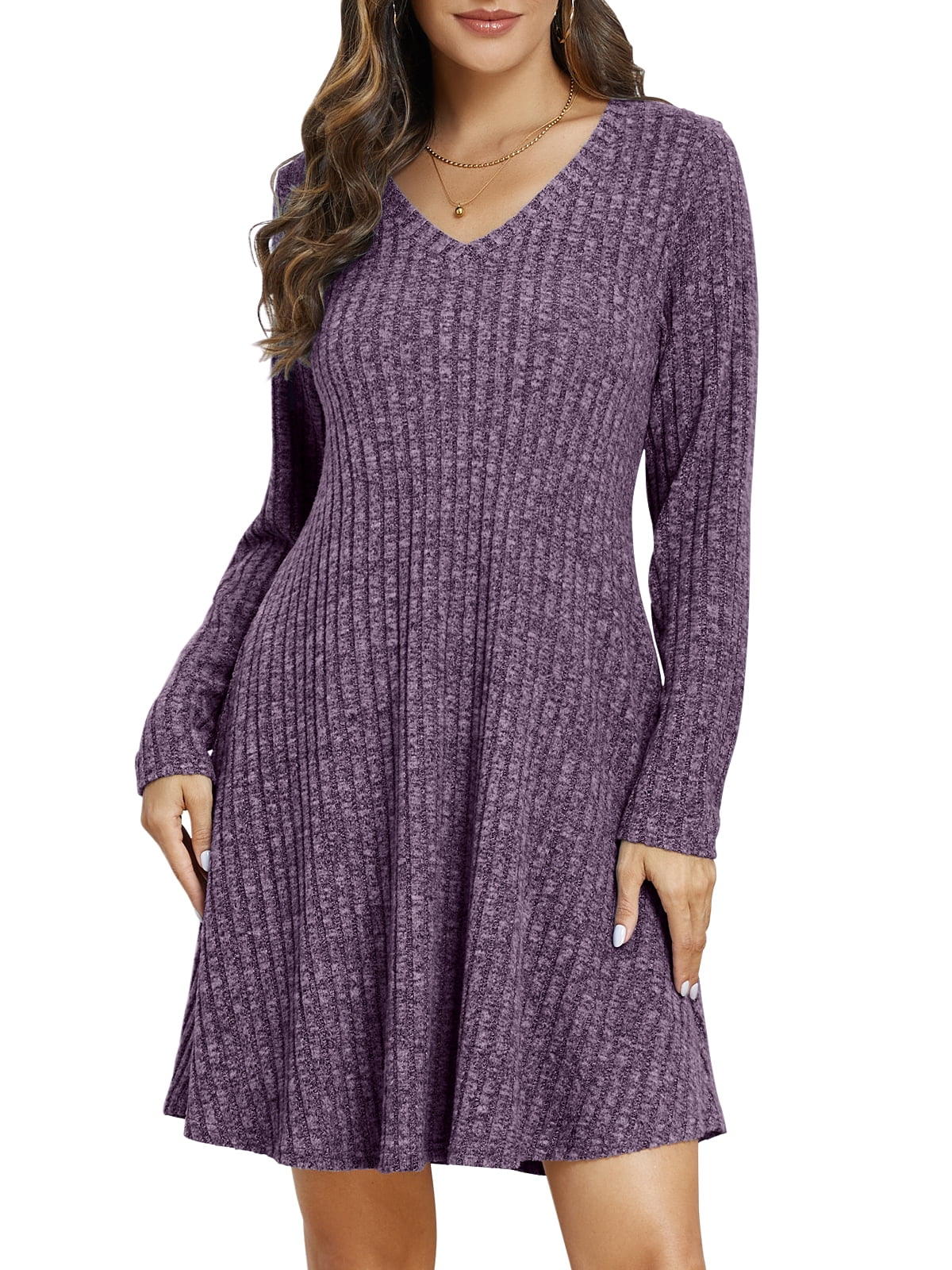 VEPKUL Plus Size Sweater Dresses for Curvy Women, Long Sleeve Plus Size ...