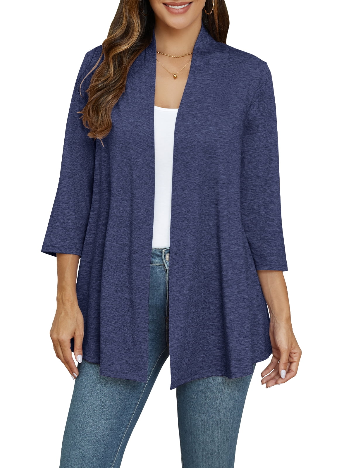 VEPKUL Women Cardigan Casual Lightweight Plus Size Cardigan 3/4 Sleeve ...