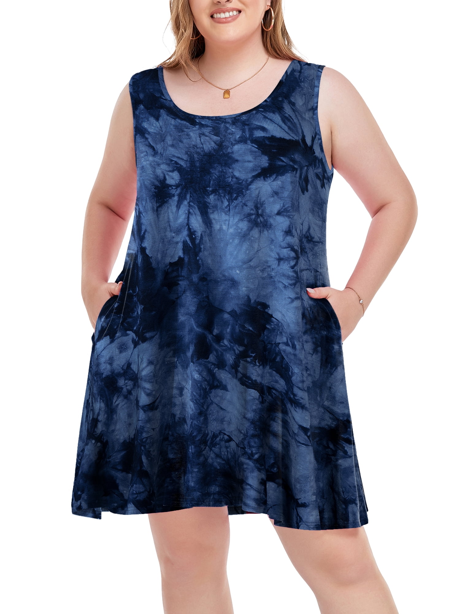 Vepkul Womens Plus Size Casual Tank Dresses 4x Sleeveless Summer Dresses With Pockets Loose