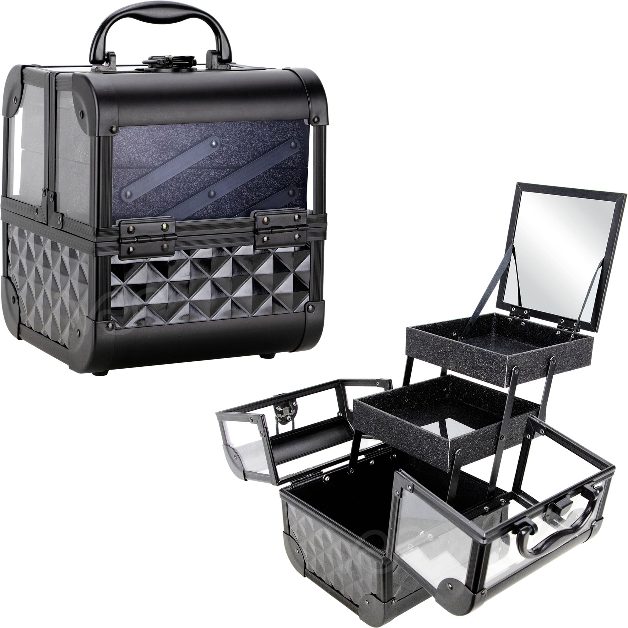 "Zimtown 2-Tier Extendable Makeup Train Case with Key, Metal Box ...