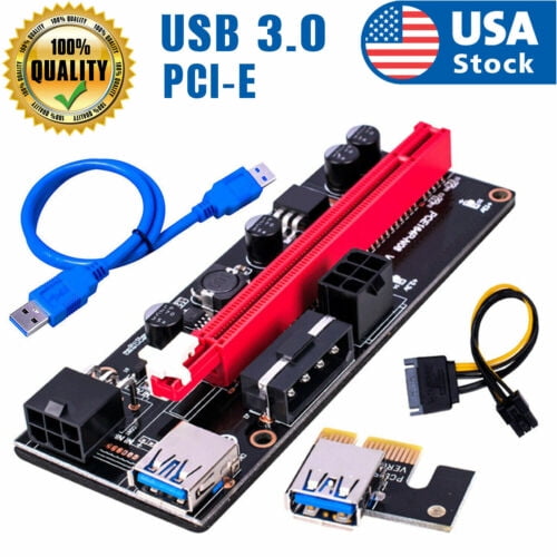 VER009S PCI-E Riser Card PCIe 1x to 16x USB 3.0 Data Cable GPU Mining ...