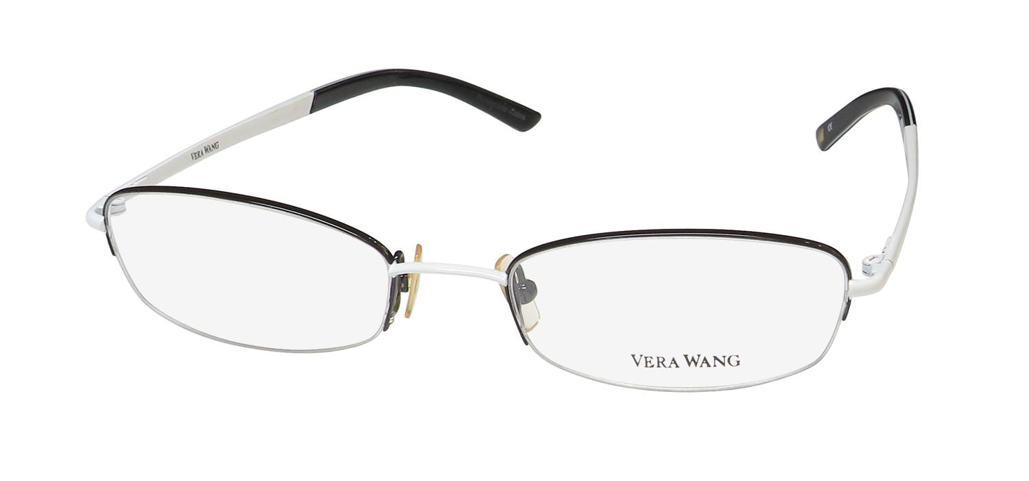 Vera Wang V123 Eyeglass Frameglasses Half Rimless Narrow Lenses Trendy Designer