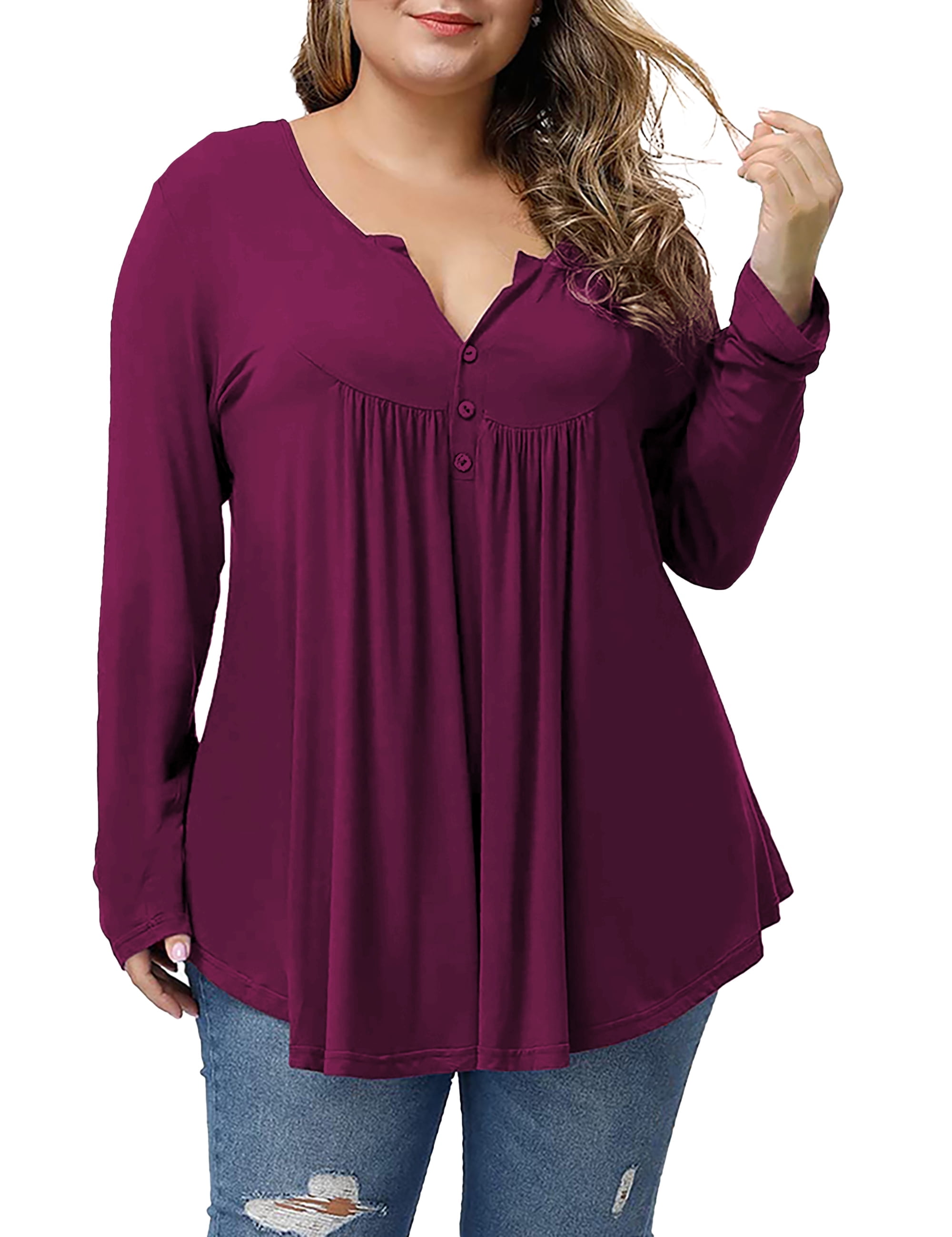 VERABENDI Women's Clothes Plus Size Tops Long Sleeve Tunic Shirts ...