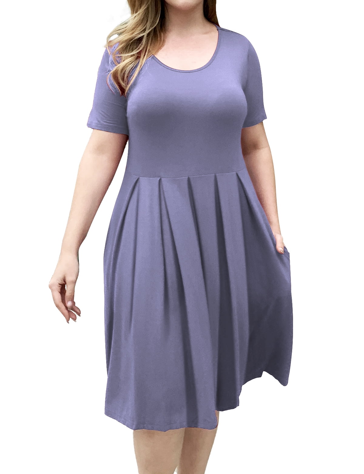 Unique Bargains Women's Plus Size Square Neck Pleated Front Sheath ...