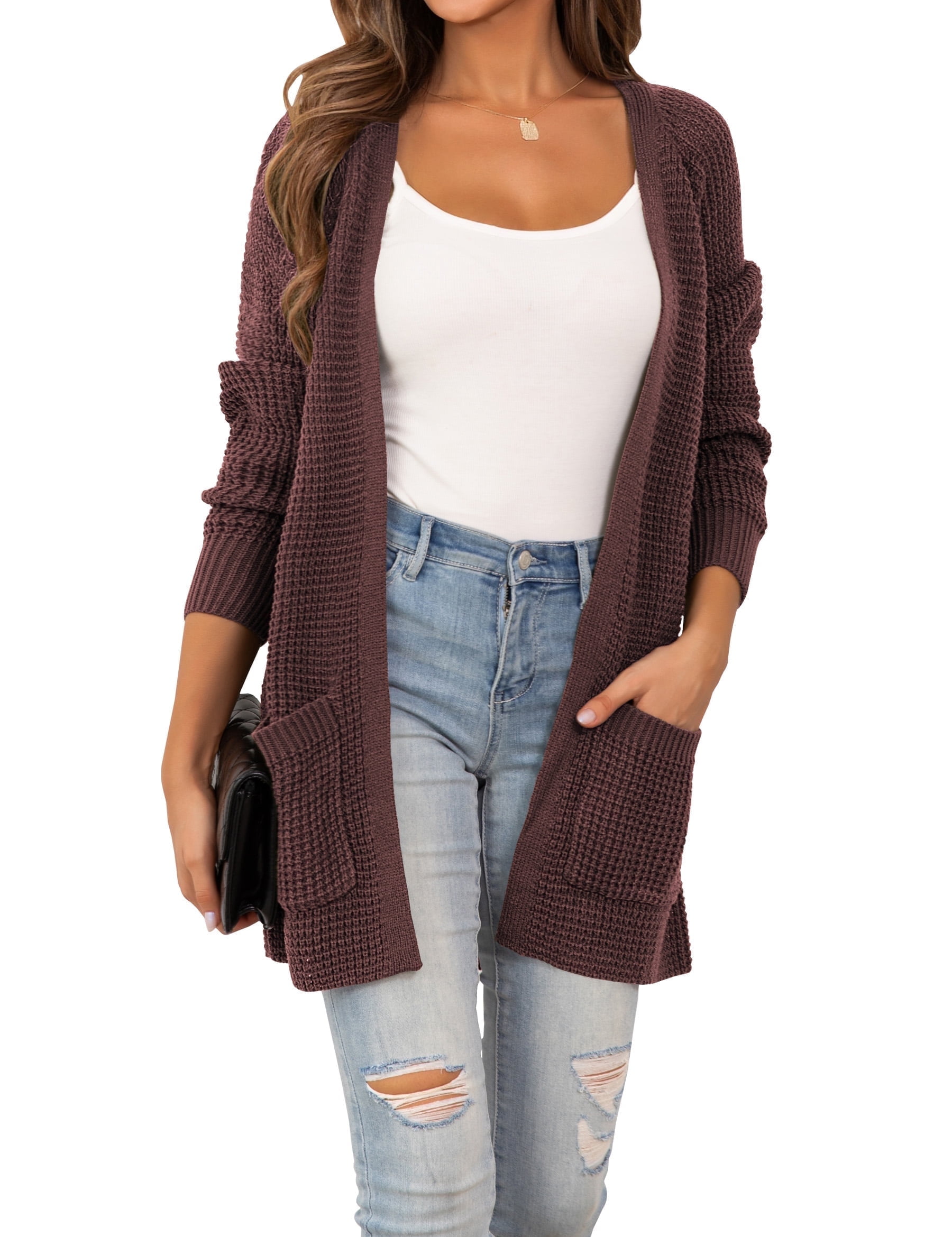 VERABENDI Women's Casual Cardigan Fall Sweaters Chunky Cable Open Front ...