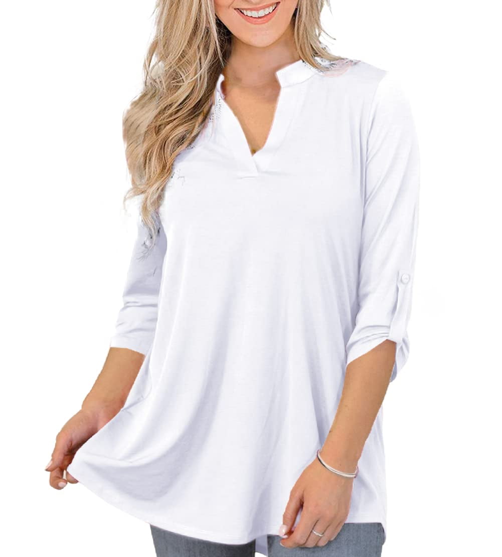 VERABENDI Women's Tops Plus Size 3/4 Length Long Sleeve Shirts Dressy ...