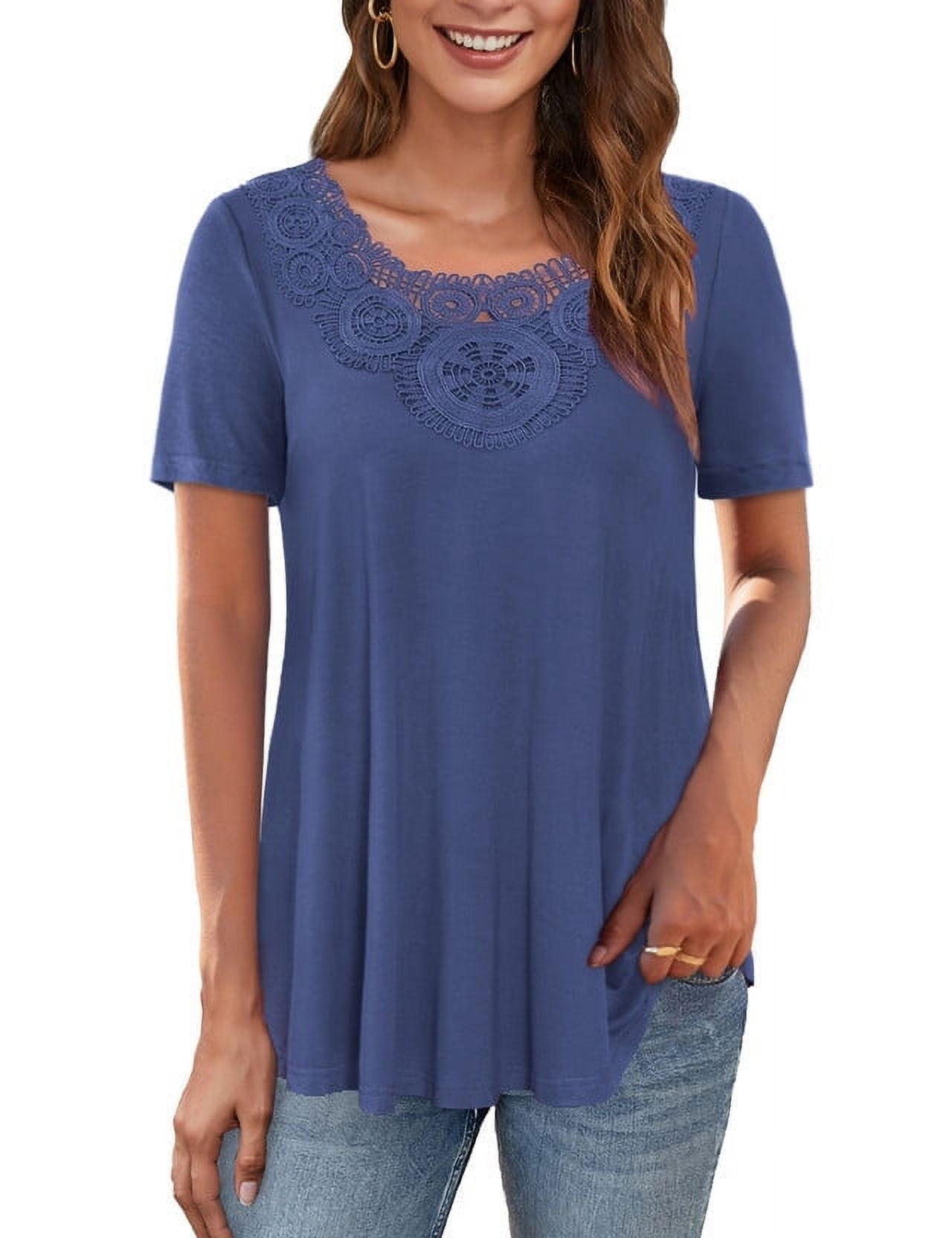 VERABENDI Women's Tops Plus Size Short Sleeves Loose Fit Tunic Shirts ...