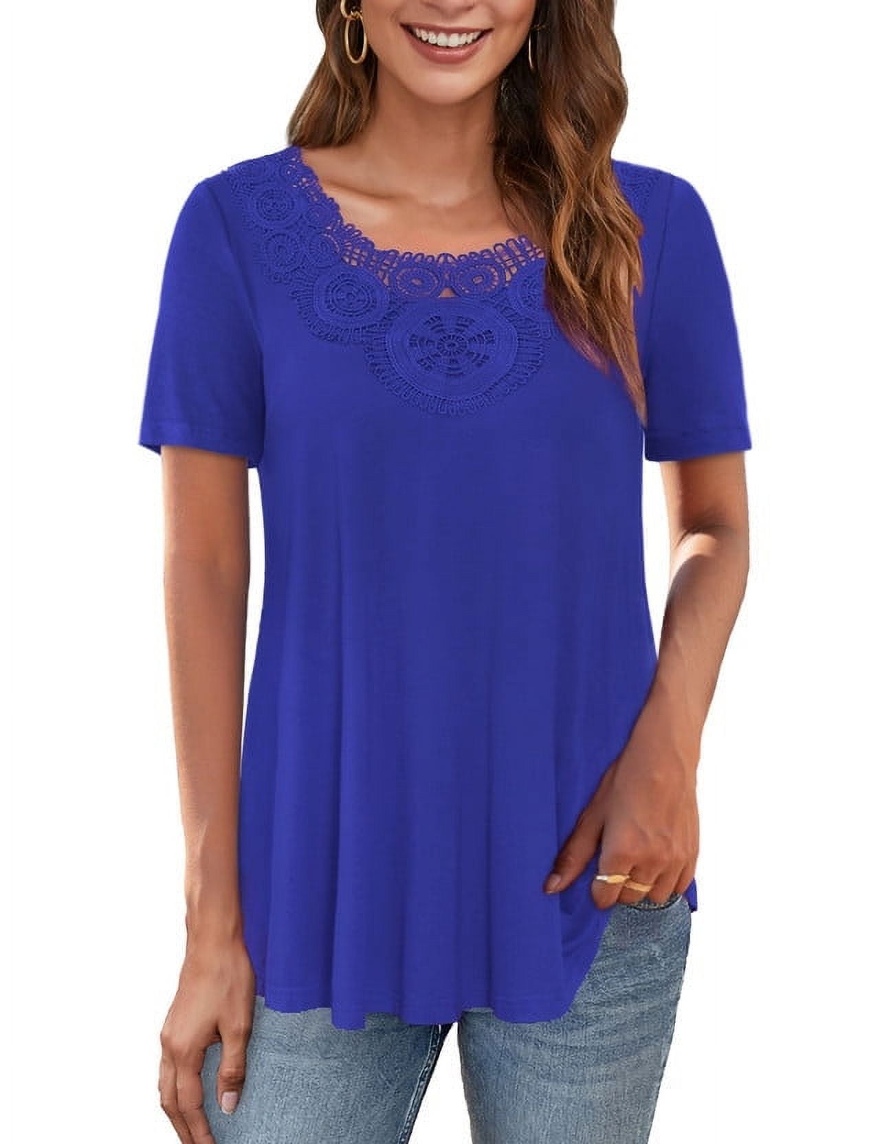 VERABENDI Women's Tops Plus Size Short Sleeves Loose Fit Tunic Shirts ...