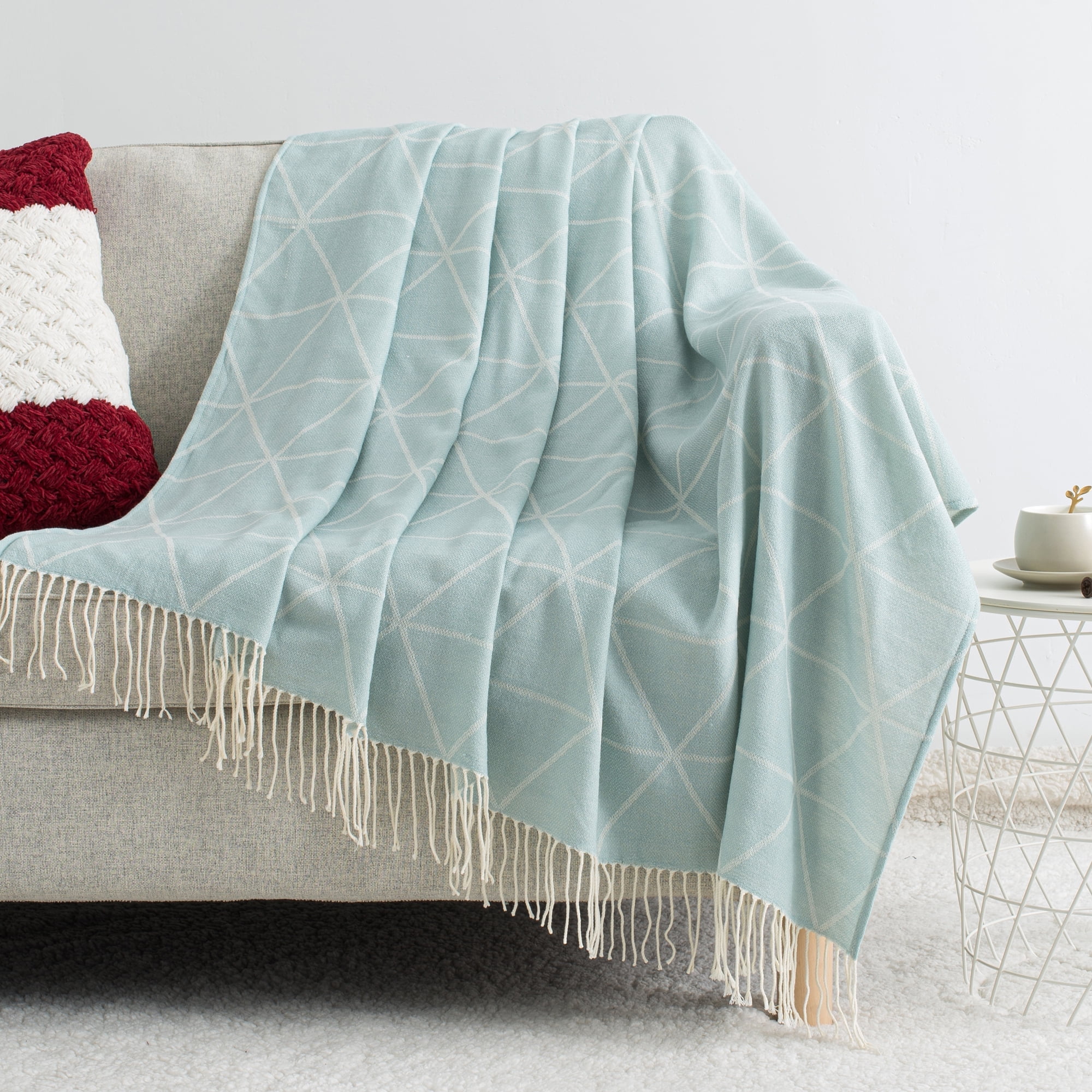 VERAMUSE Blue Throw Blanket for Couch 50"X60" Farmhouse Blankets for ...