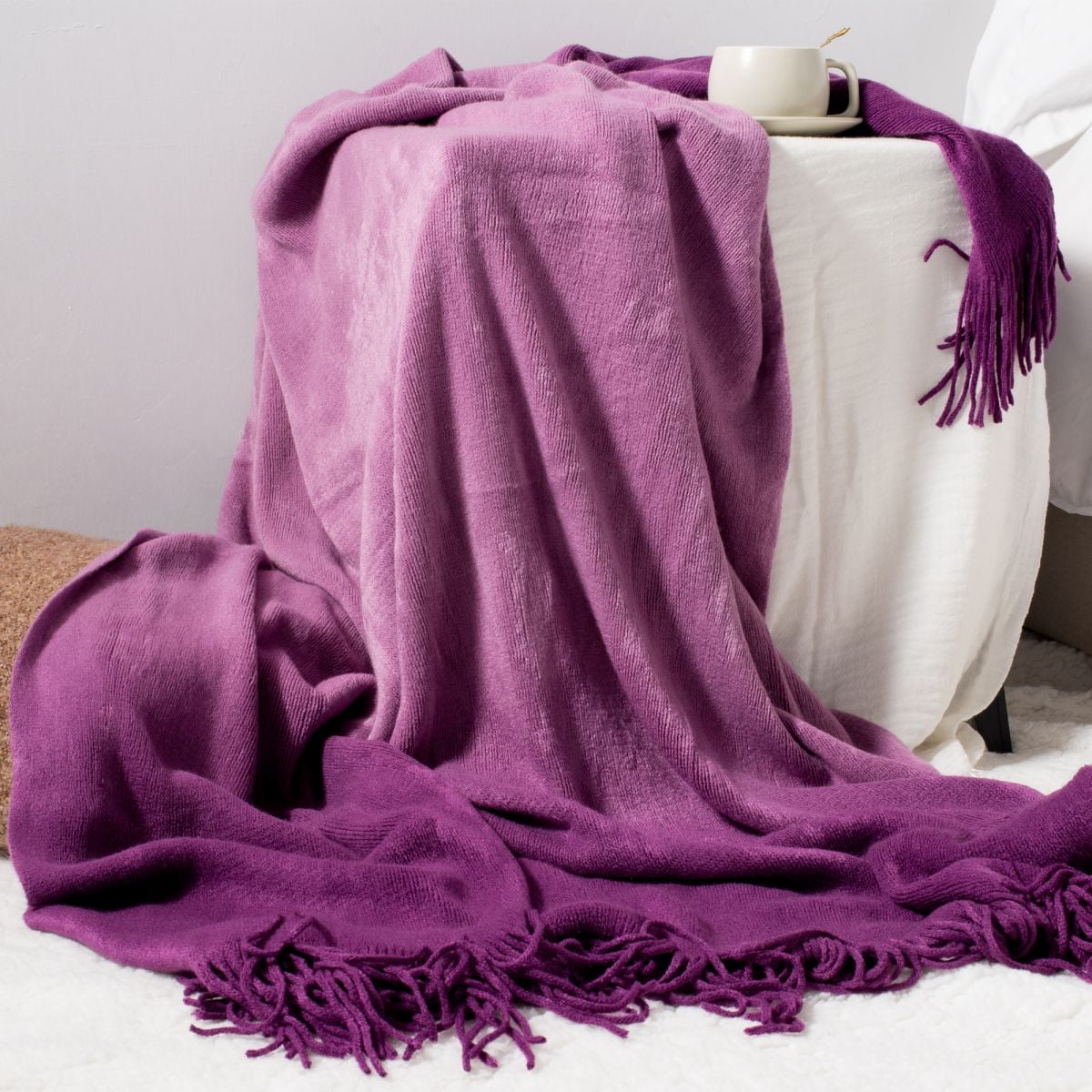 VERAMUSE Purple Gradient Throw Blanket for Couch 47"X78" Farmhouse ...