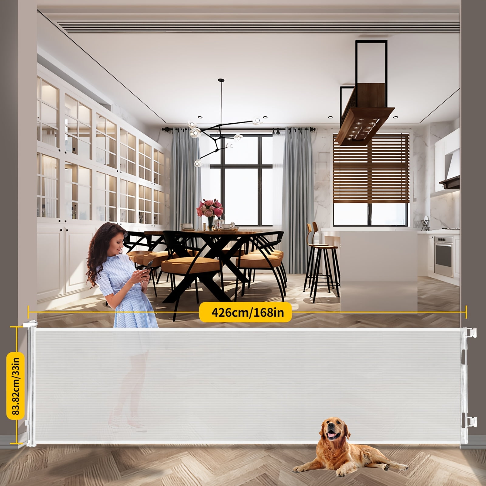VERASTE Retractable Gate, Mesh Gate, 33"/41"Tall Safety Gate For ...
