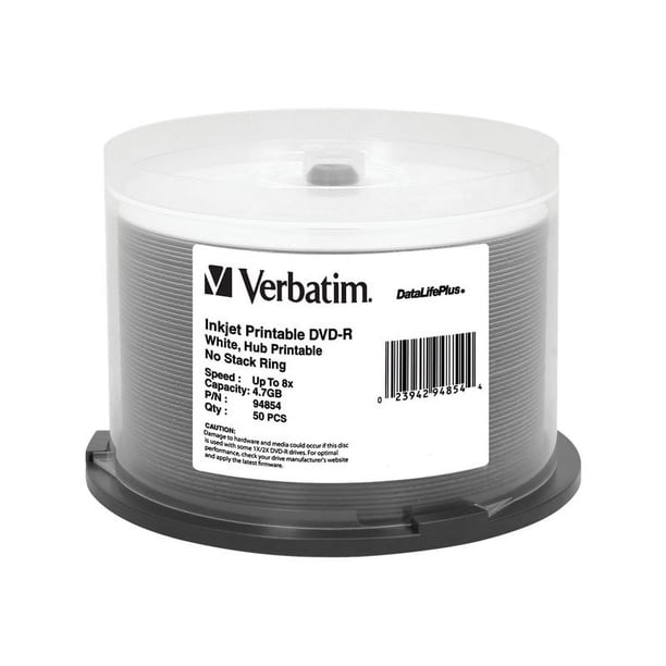 VERBATIM DVD-R DL+ INKJT 50pk 4.7GB/8X SPIN-WHITE - Walmart Business ...