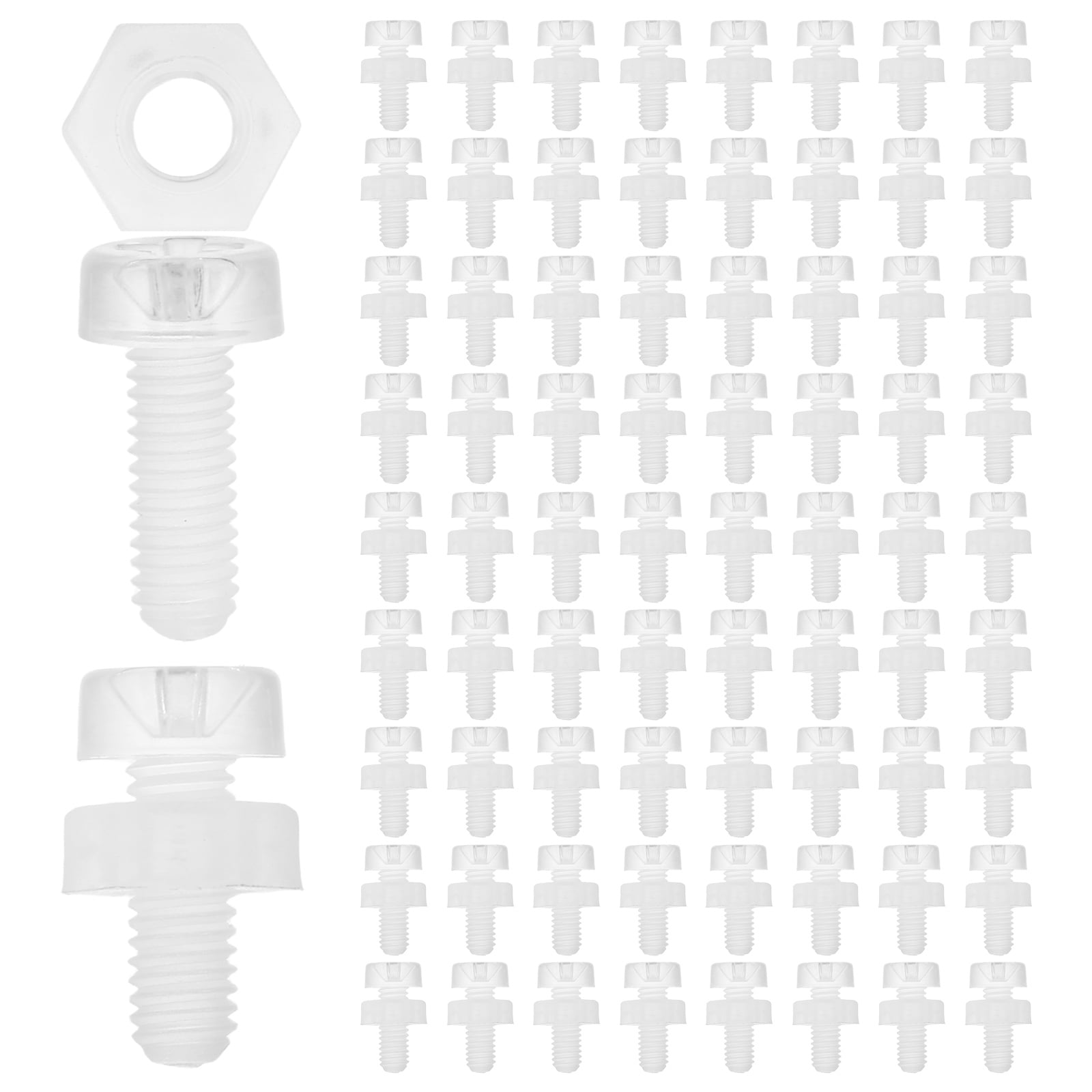 VERDANVERSE 100Pcs Clear Acrylic Screws and Nuts Set for General Users ...