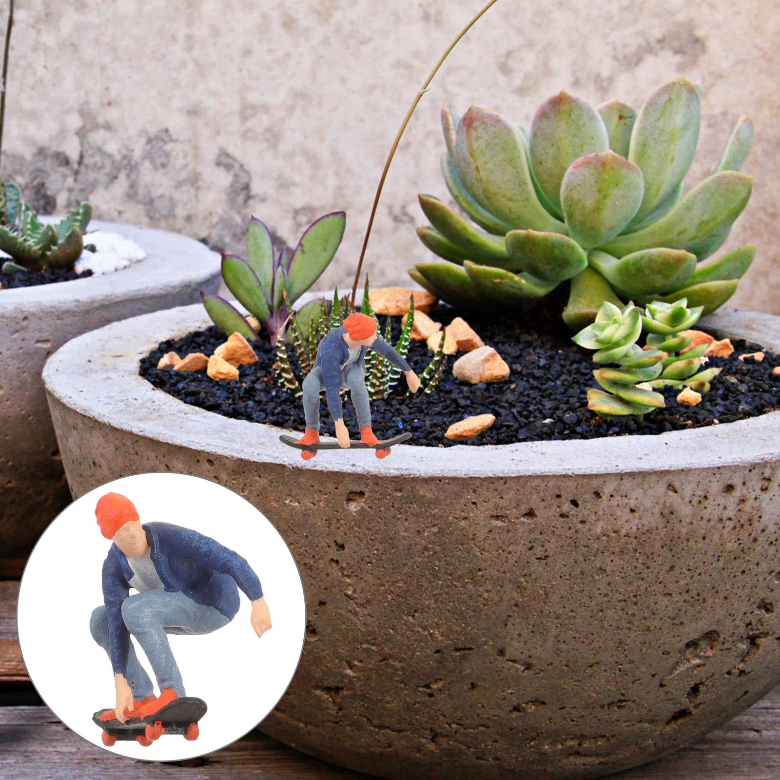 VERDANVERSE 1Pack Mini Skateboarding Figure Model Small Human Figure for Micro Landscape Layout ...