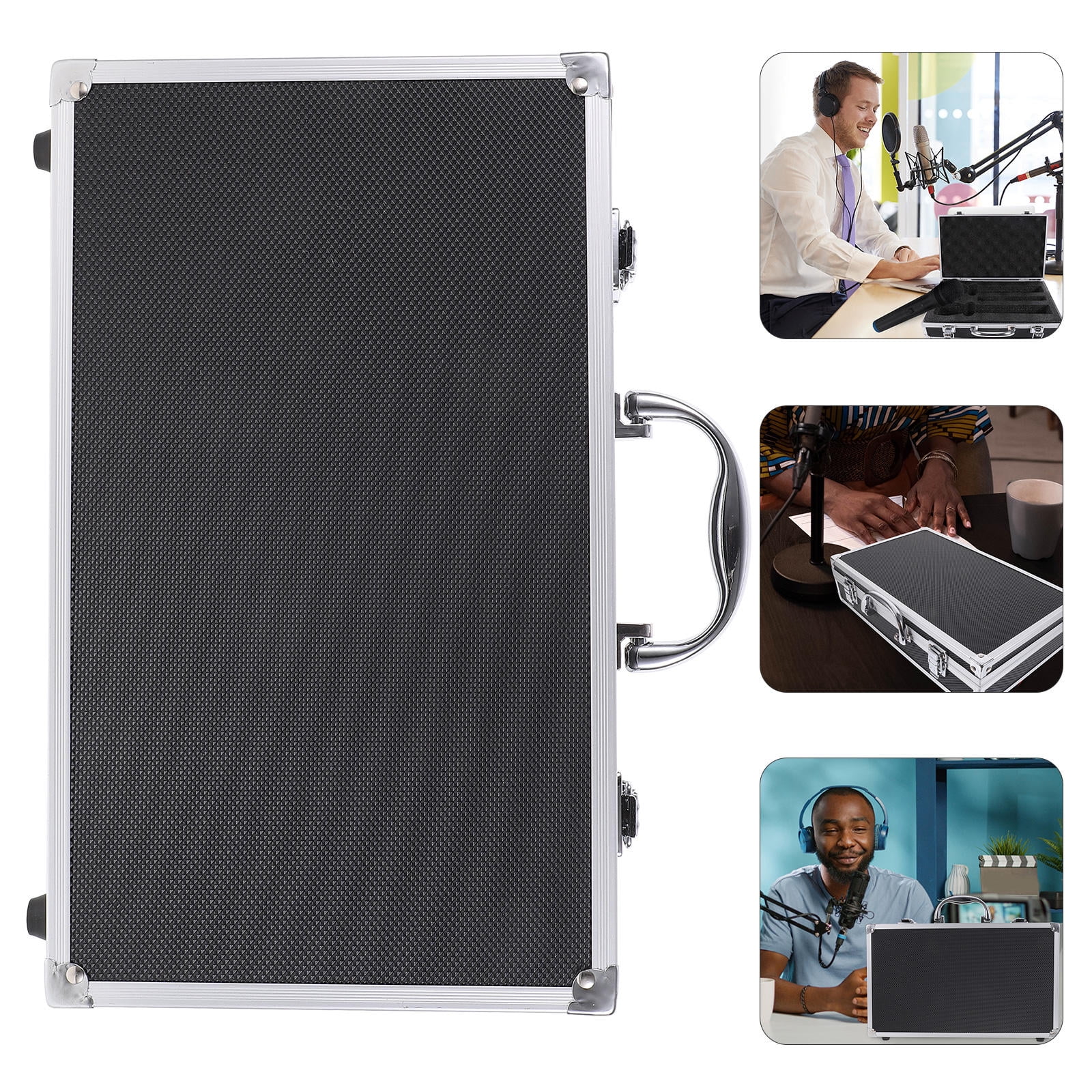 VERDANVERSE 1Set Black Silver Sponge Microphone Organizer Box Structure ...