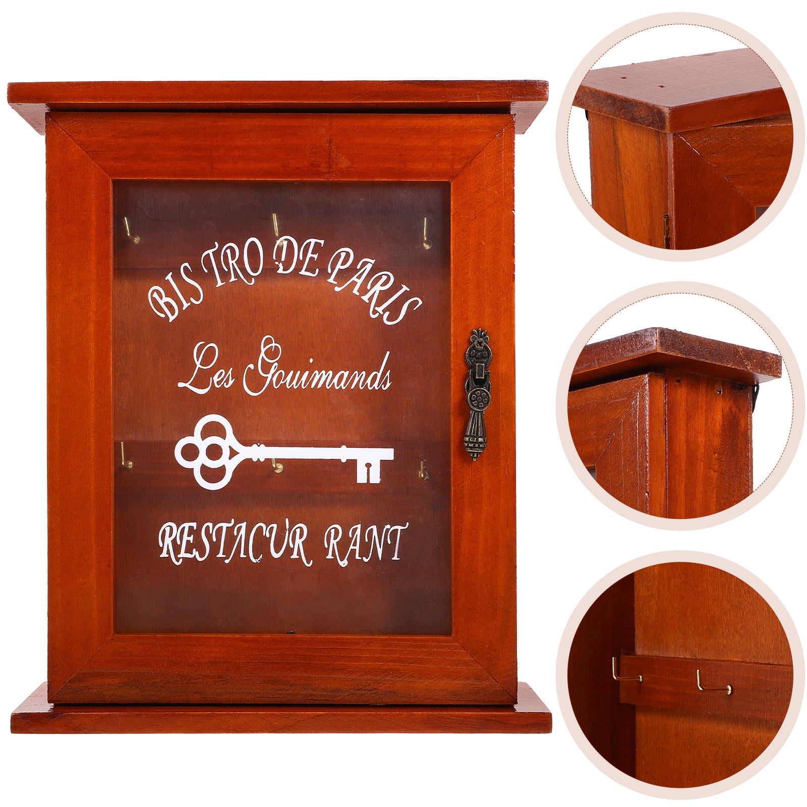 VERDANVERSE 1Set House Shaped Key Cupboard Dark Red Wooden Entryway Key ...