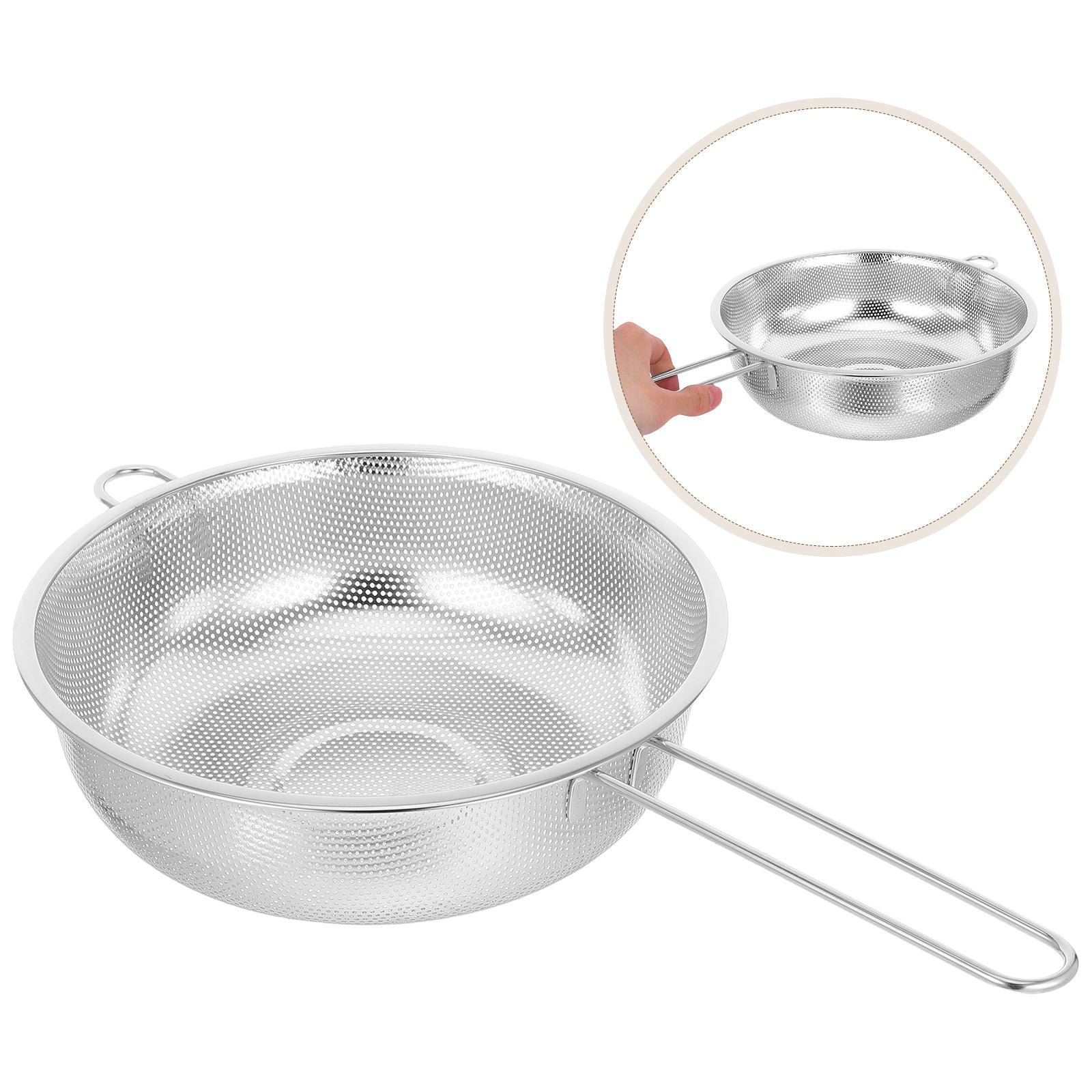 VERDANVERSE 1Set Metal Colander Round Shape Silver Color 17.7x10.2x3 ...