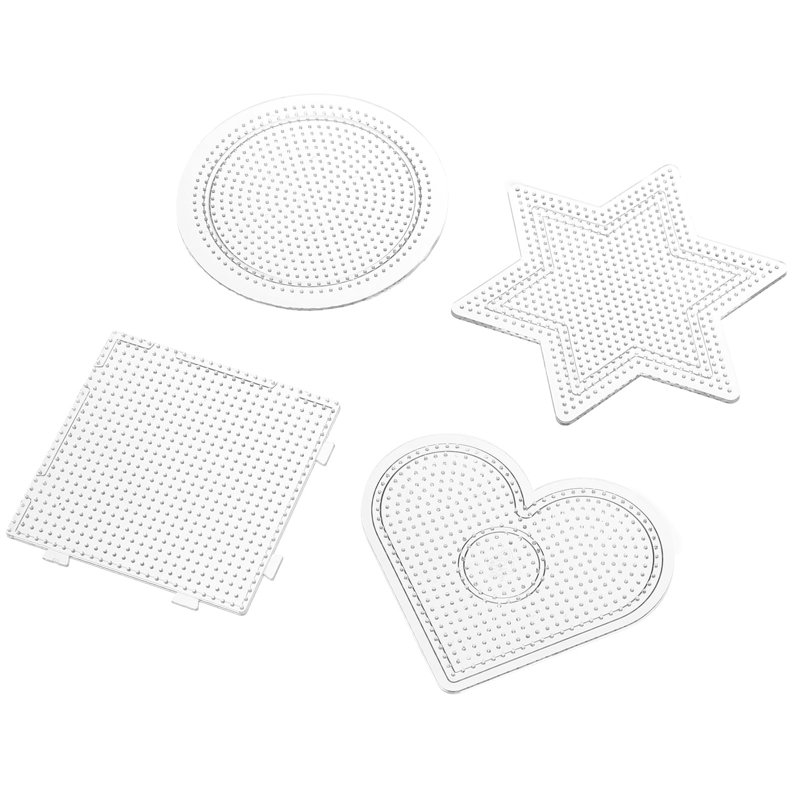 VERDANVERSE 4Pcs Fuse Beads Peg Boards Clear Plastic Square Educational ...