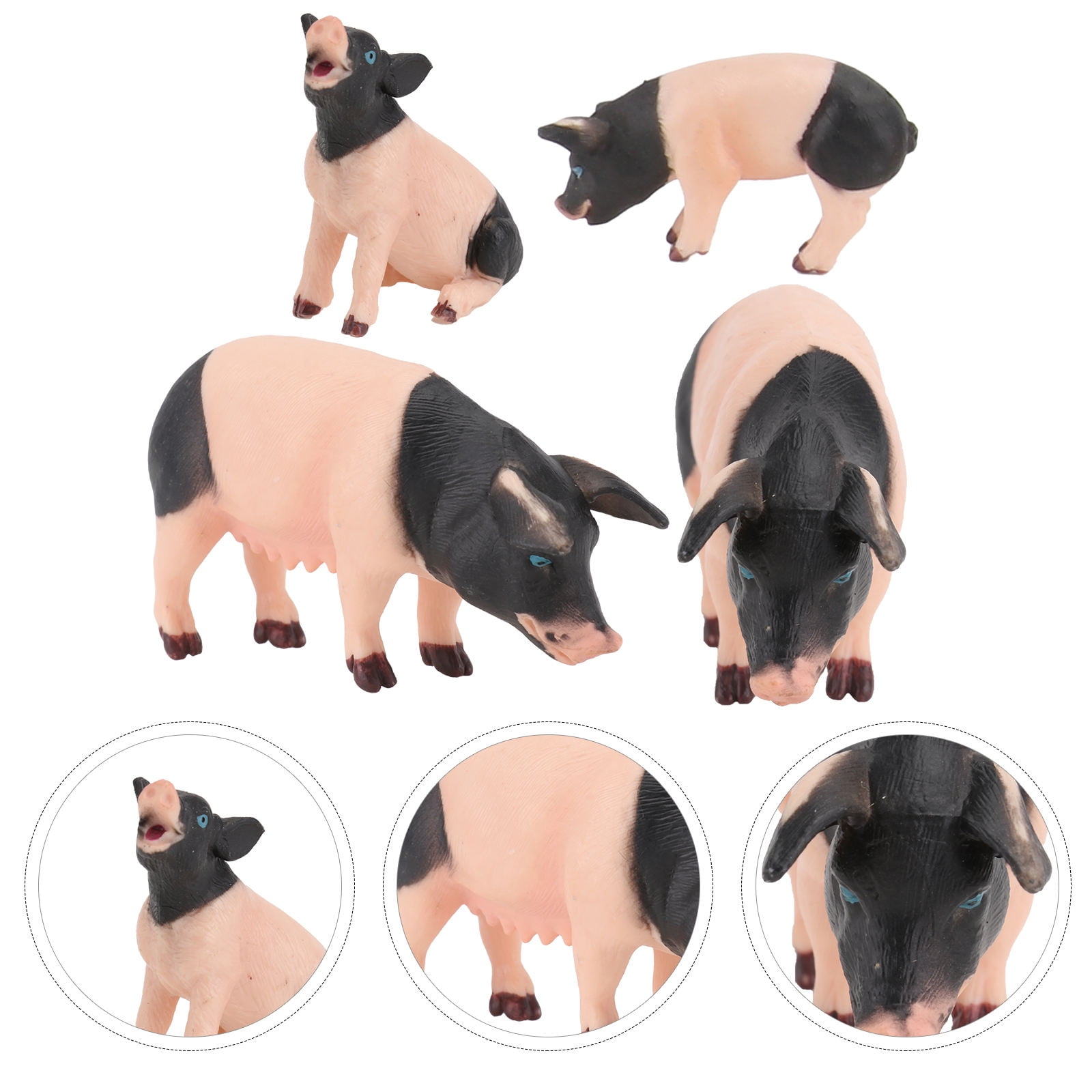 VERDANVERSE 4Pcs Simulation Mini Pig Model Toys Black White PVC ...