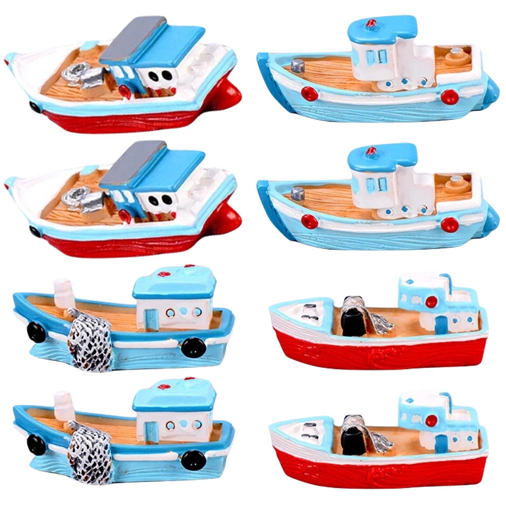 VERDANVERSE 8Pcs Miniature Fishing Boat Model Mini Boat Models Assorted ...