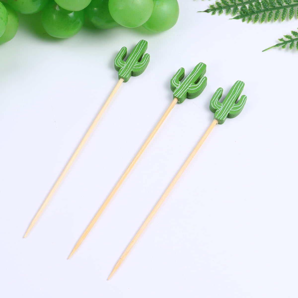 VERDANVERSE Cactus Shaped Bamboo Toothpicks for Decoration with Green ...