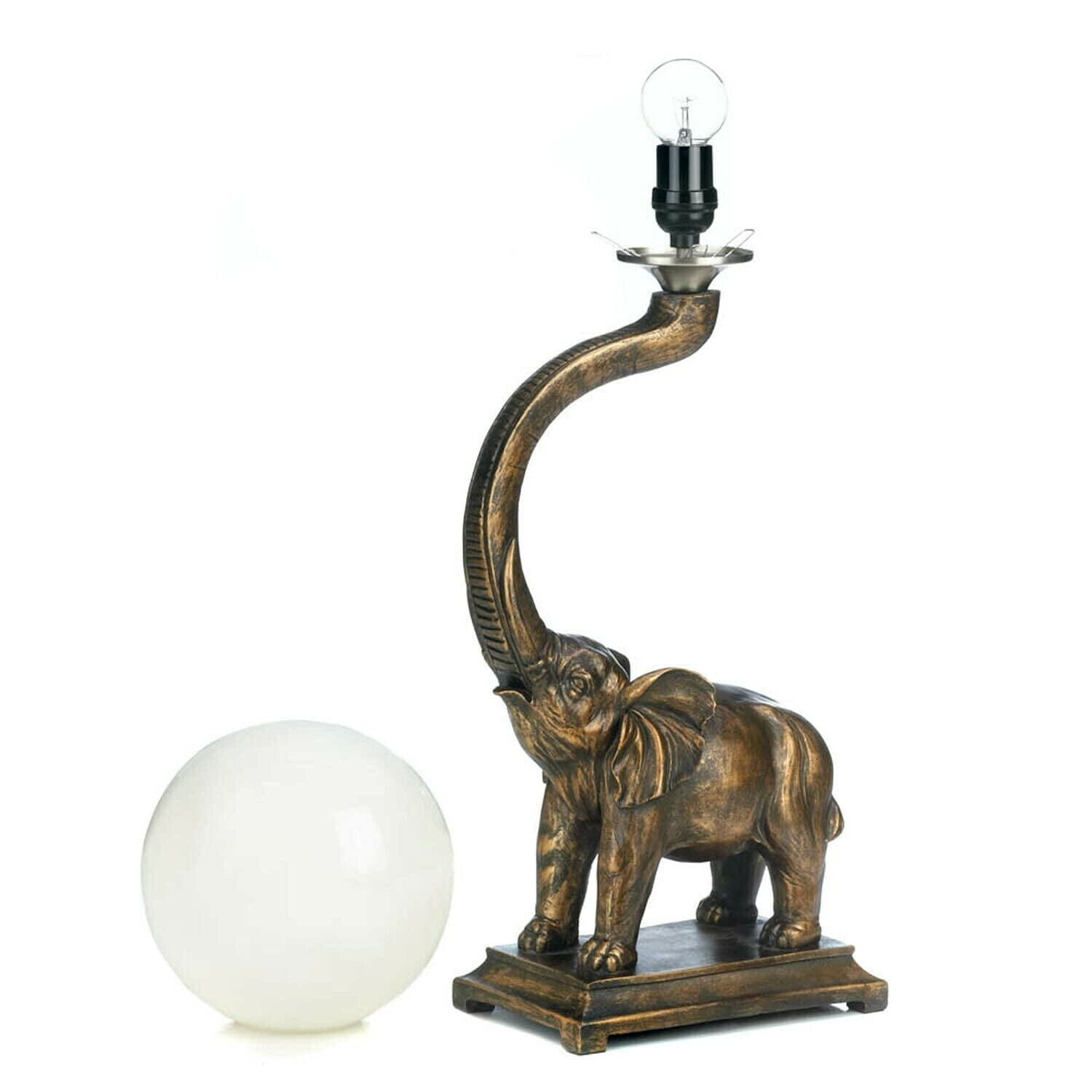 Gallery of Light Trumpeting Elephant Globe Lamp, Bronze-Finished Resin ...