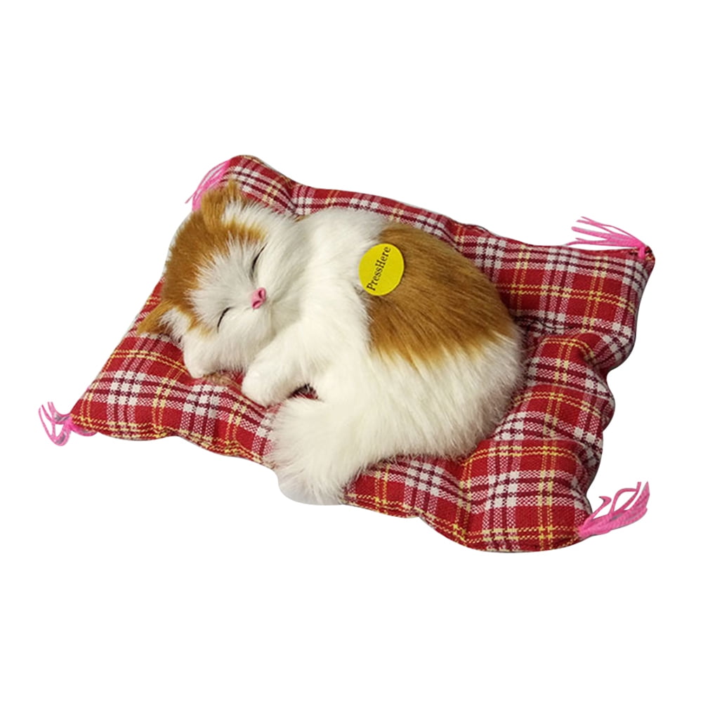 VERMON Sleeping Cats Plush Stuffed Toy Press Simulation Sound Animal ...