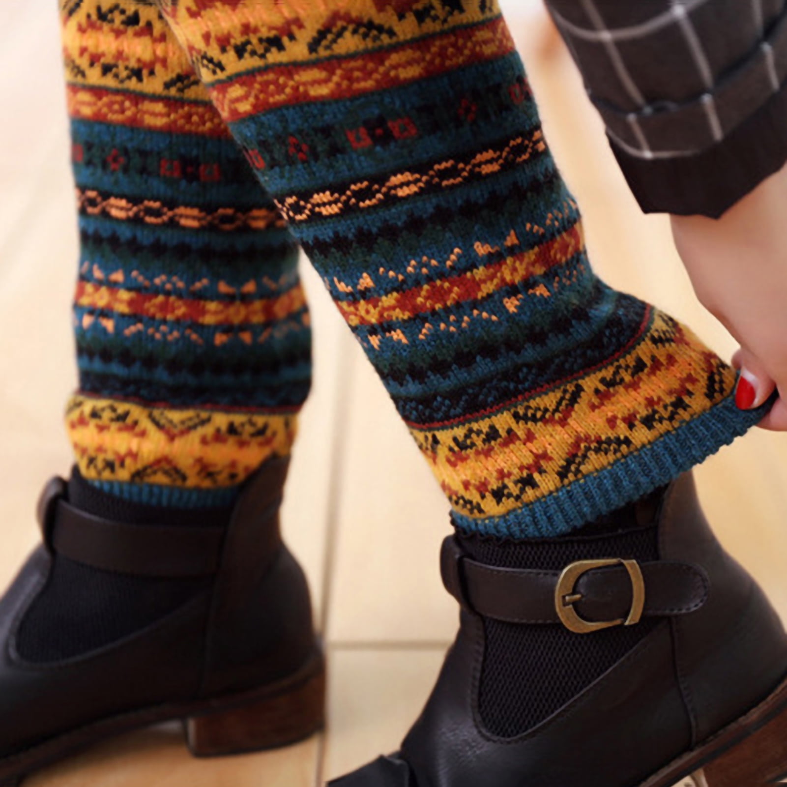 VERMON Women Leg Warmers Winter Warm Long Boot Knee High Knit Crochet ...