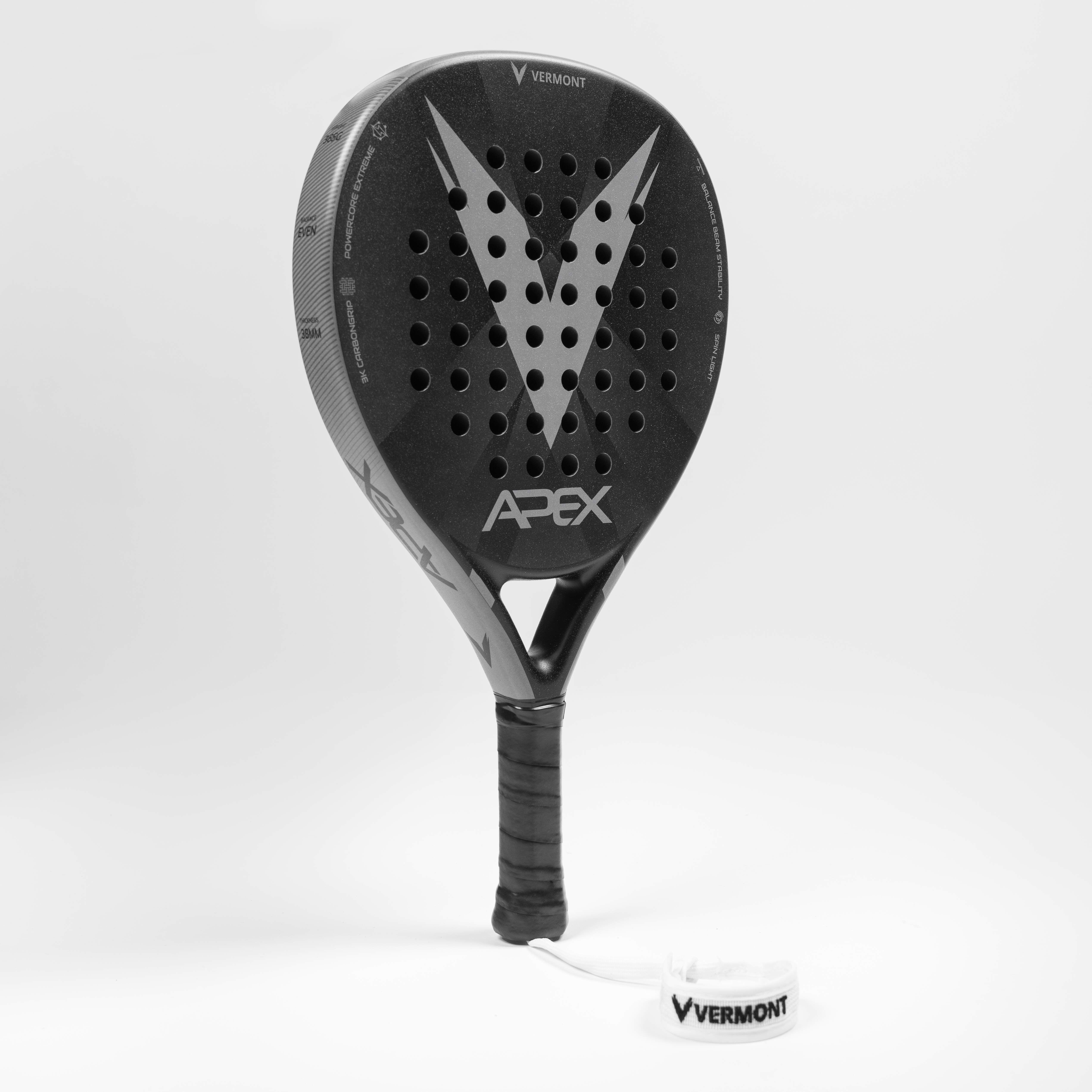 VERMONT Padel Racket Paddle - 3k Carbon Fibre Face with PowerCore ...