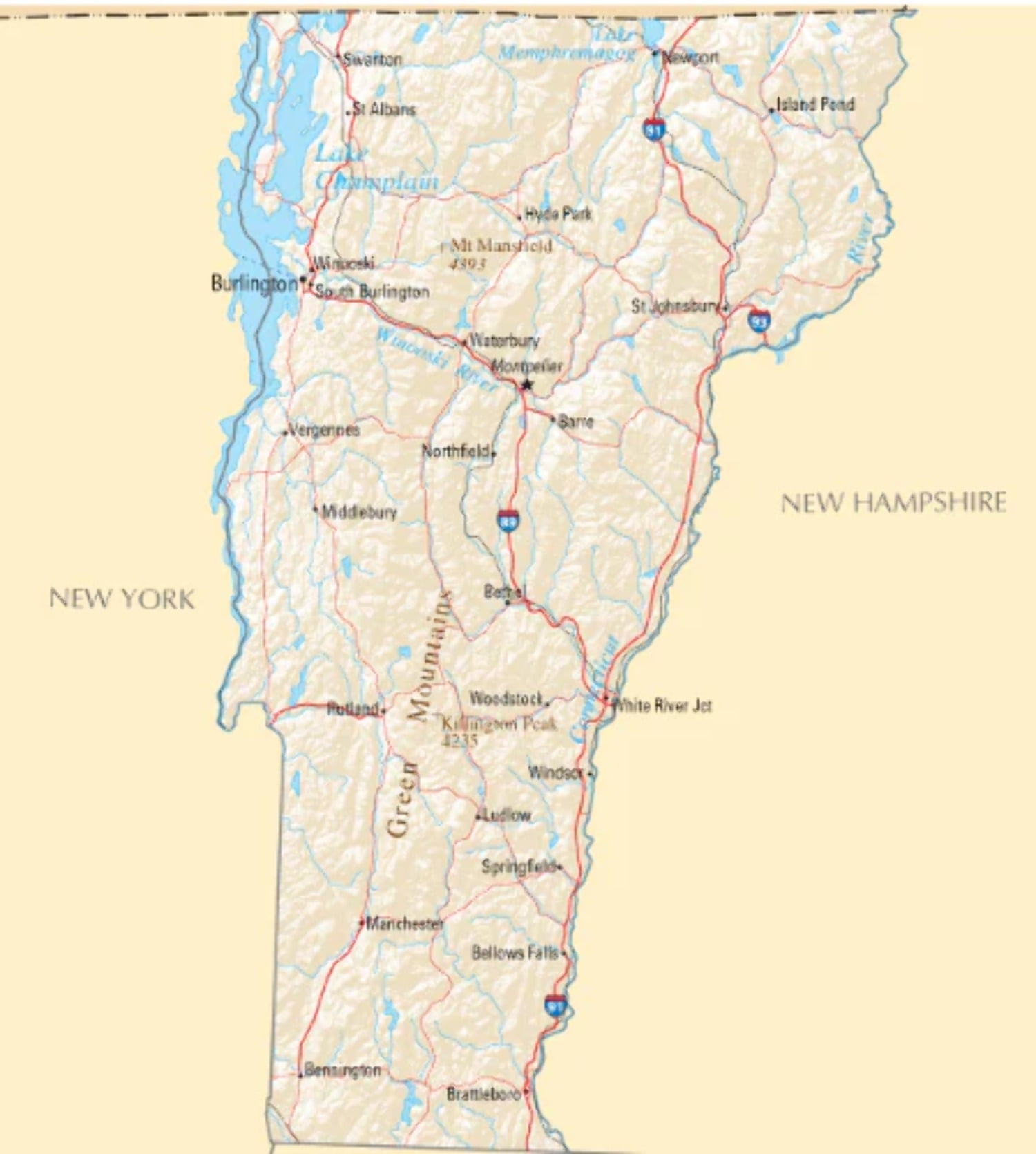 VERMONT STATE ROAD MAP GLOSSY POSTER PICTURE PHOTO BANNER VT city ...